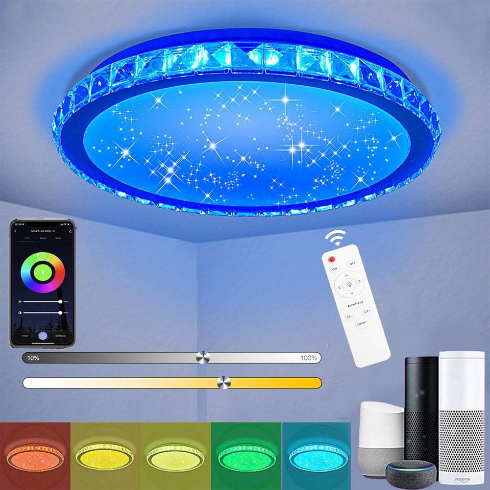 Oyajia Deckenleuchte 36w Rgb Led Deckenleuchte Dimmbar Sternenhimmel