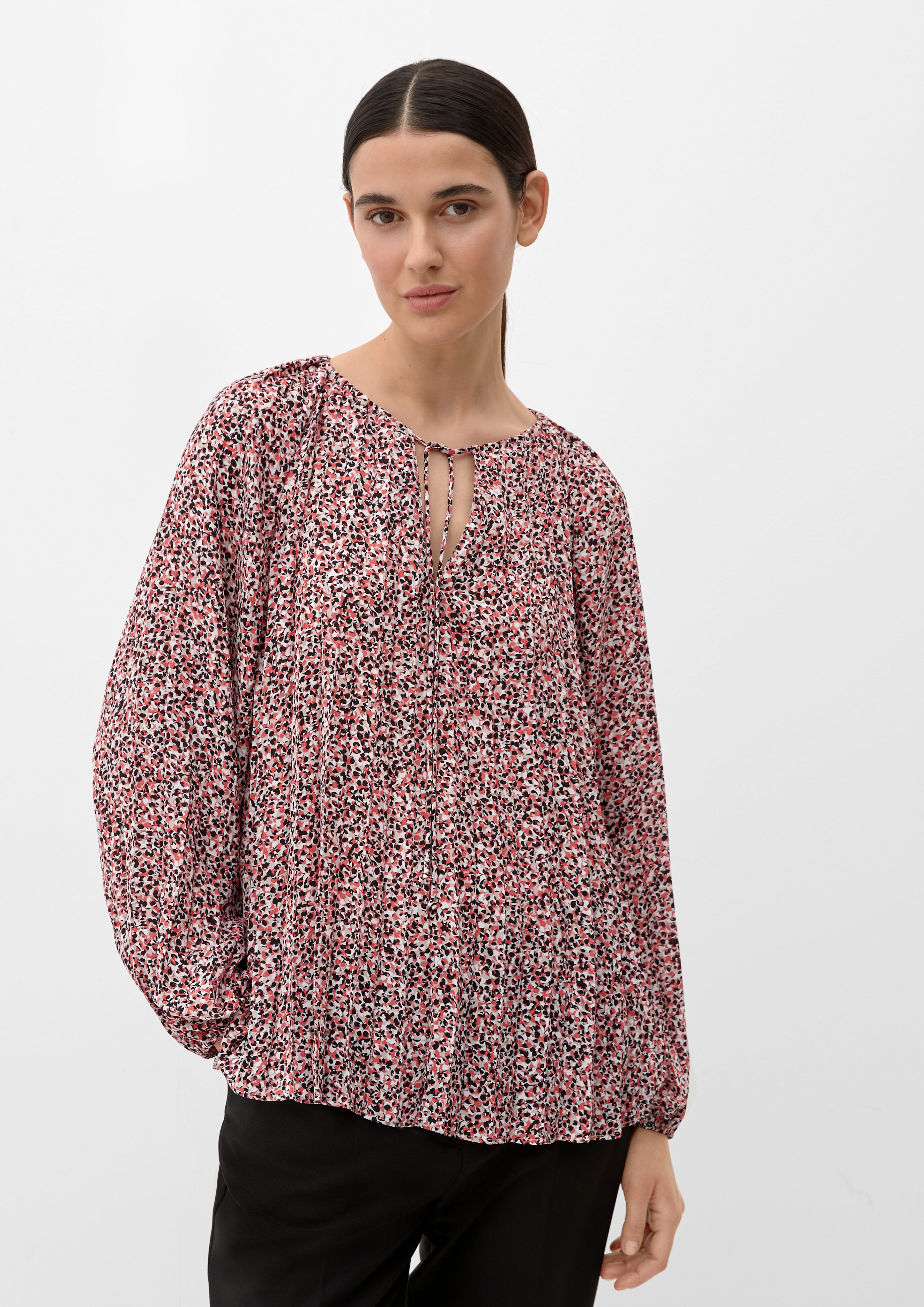 Soliver Black Label Langarmbluse Bluse Mit Plisseefalten Durchzugkordel
