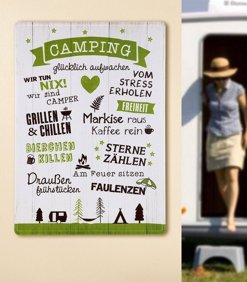 GILDE Dekoobjekt Metall Schild Weisheit CAMPING grün/creme/braun Metall ... GILDE Dekoobjekt Metall Schild Weisheit CAMPING grün/creme/braun Metall ...