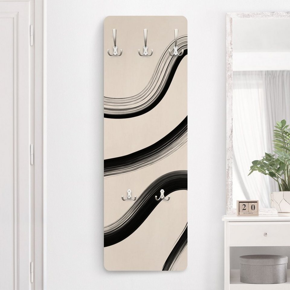 Bilderdepot24 Garderobenpaneel Beige Abstrakt Illustration Schwarzer