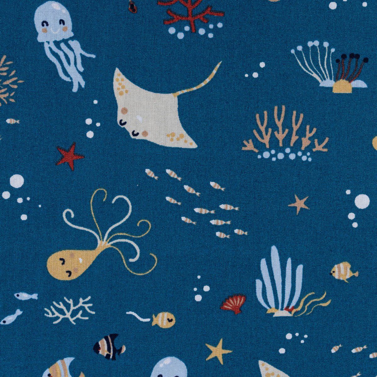 SchÖner Leben Stoff Bio Baumwollstoff Popeline Organic Sea Life