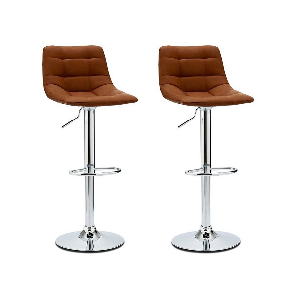 Ebuy24 Barhocker 2er Set Missi Barhocker In Hellbraunen Kunstleder