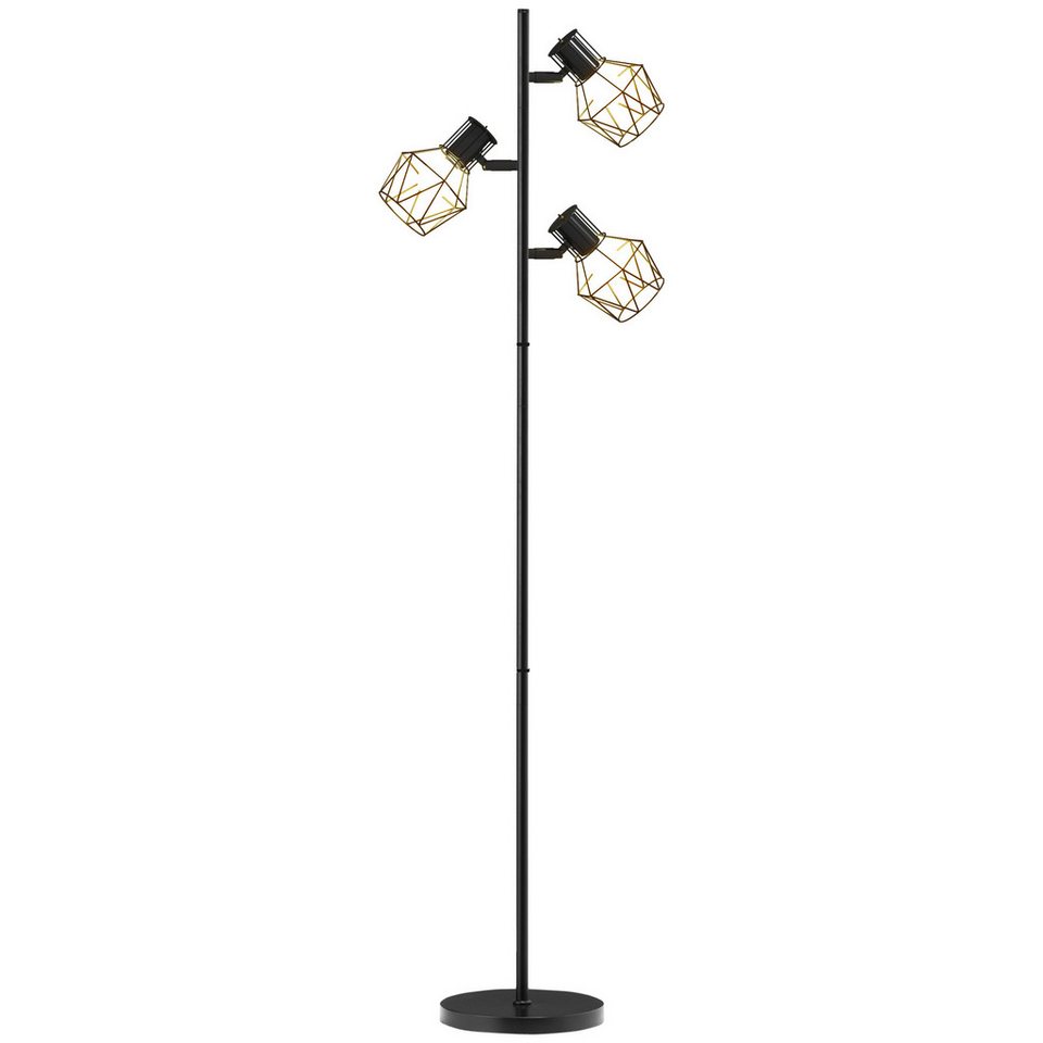 Homcom Stehlampe Mit 3 E27 Fassungen 40 W Standlampe Mit 3 Verstellbar
