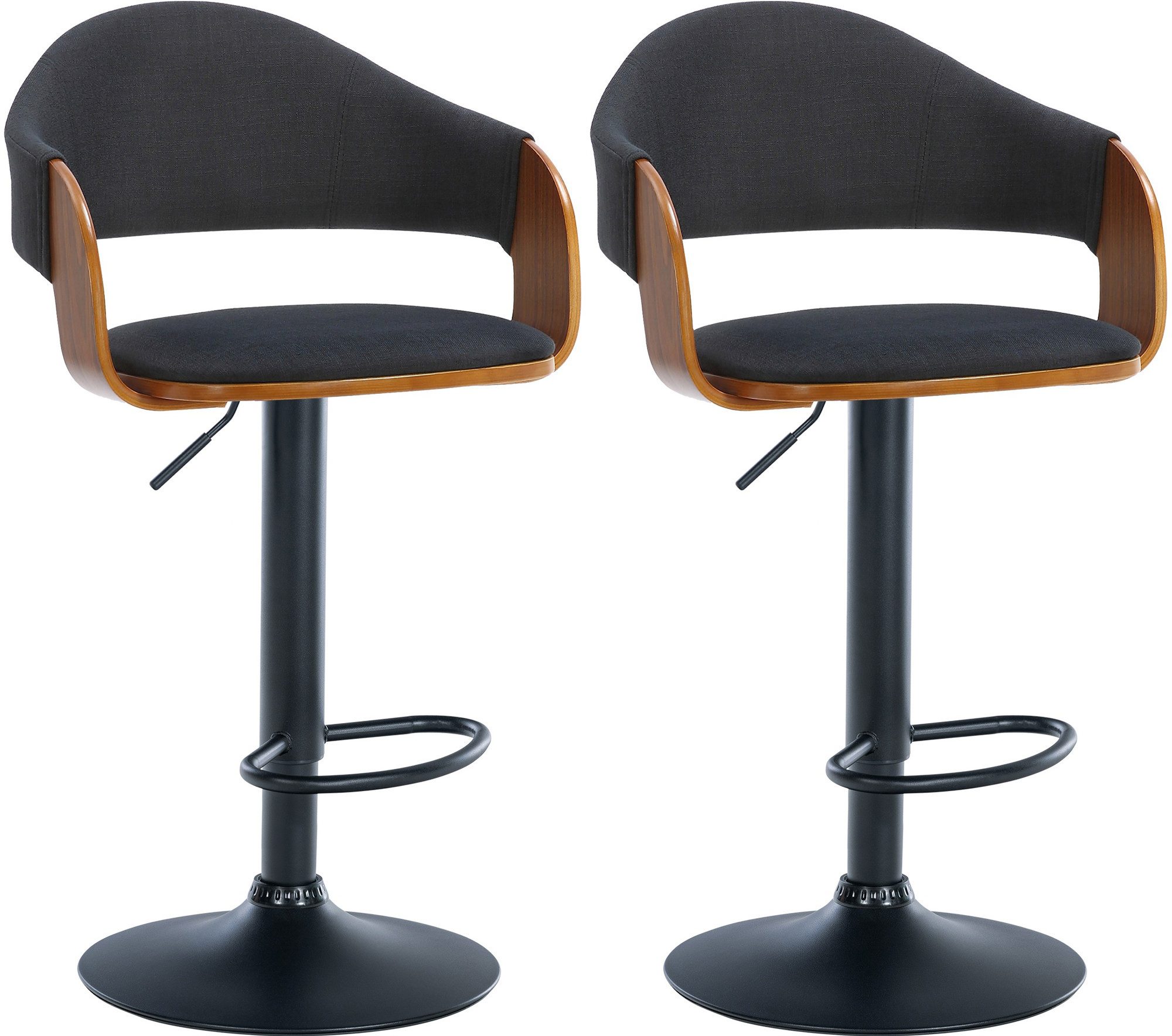 CLP Barhocker Nilse (2er Set, 2 St., 2er), Holzsitzschale mit Stoffbezug