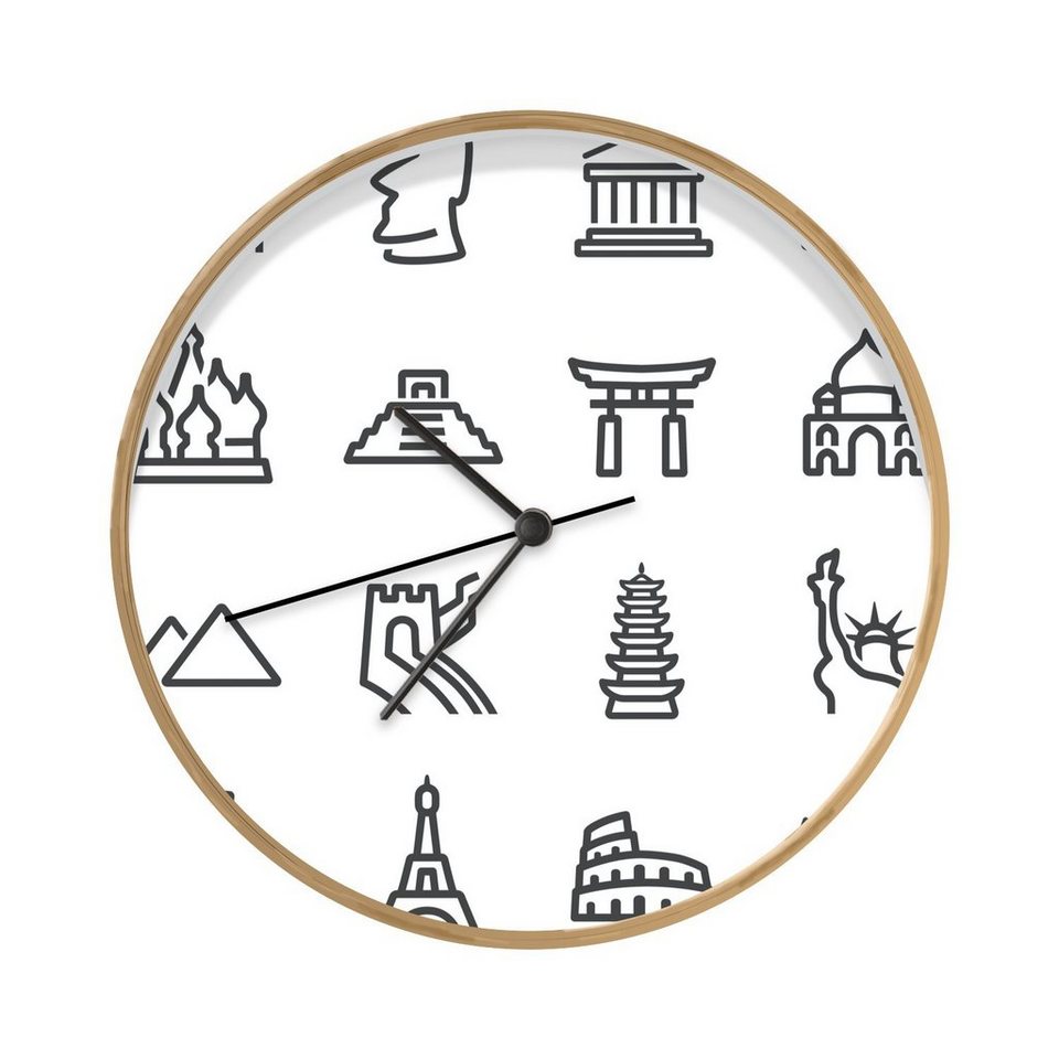 Muchowow Wanduhr Schwarz Weiß Illustration Von Verschiedenen