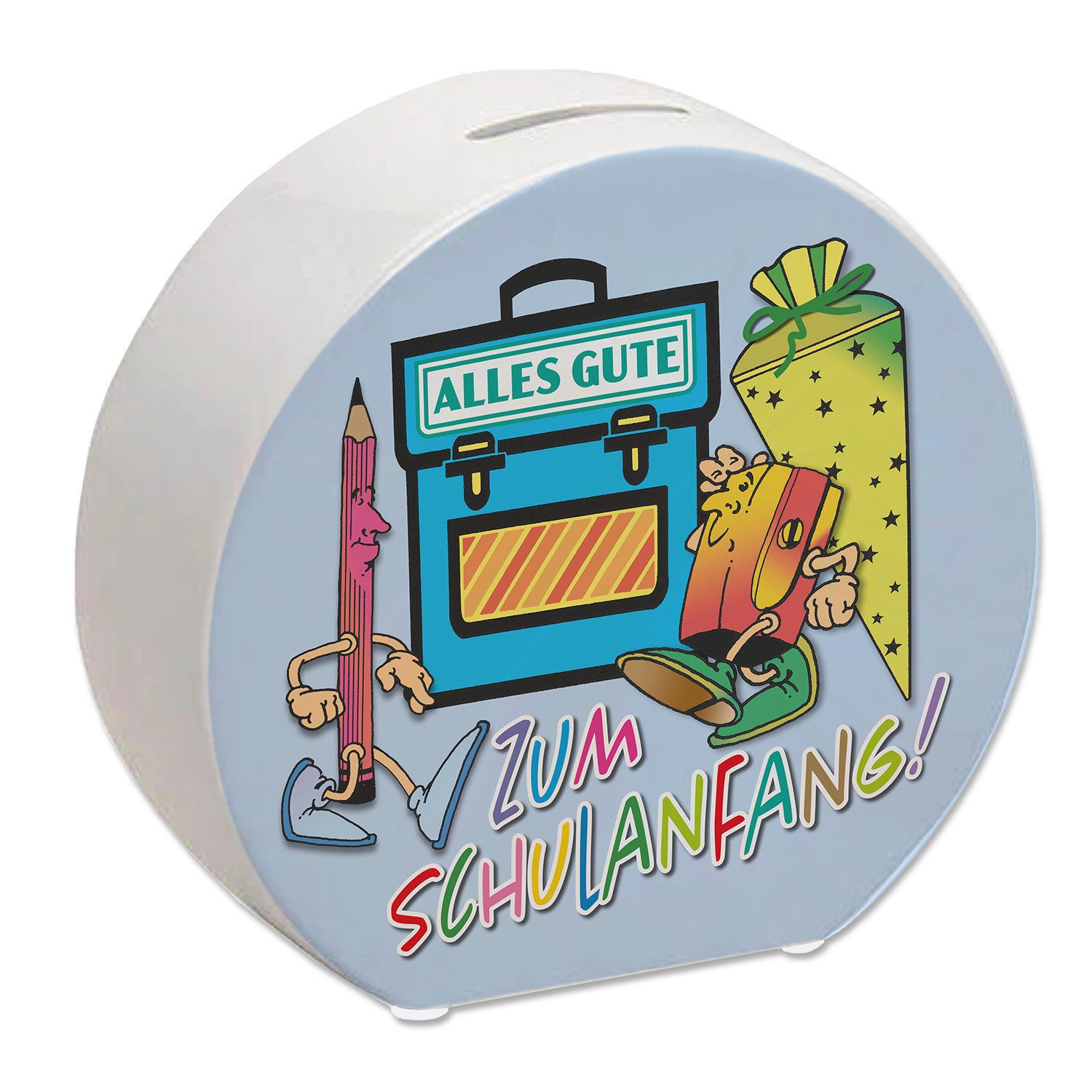 speecheese Spardose Alles Gute zum Schulanfang Spardose in blau, Sparschwein, Sparbüchse