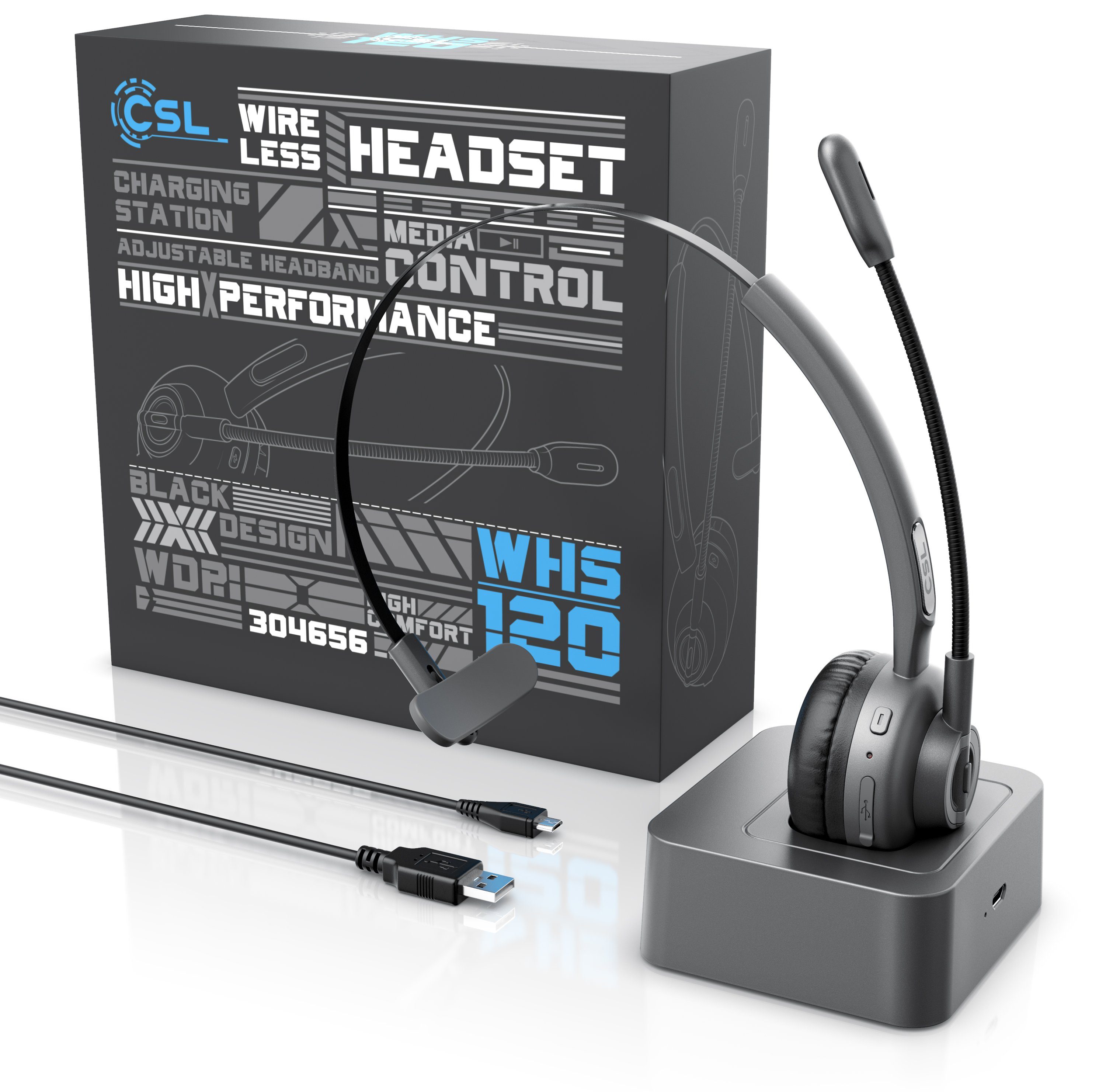 CSL Wireless-Headset (Bluetooth, Mono, Bluetooth, Ladestation ...