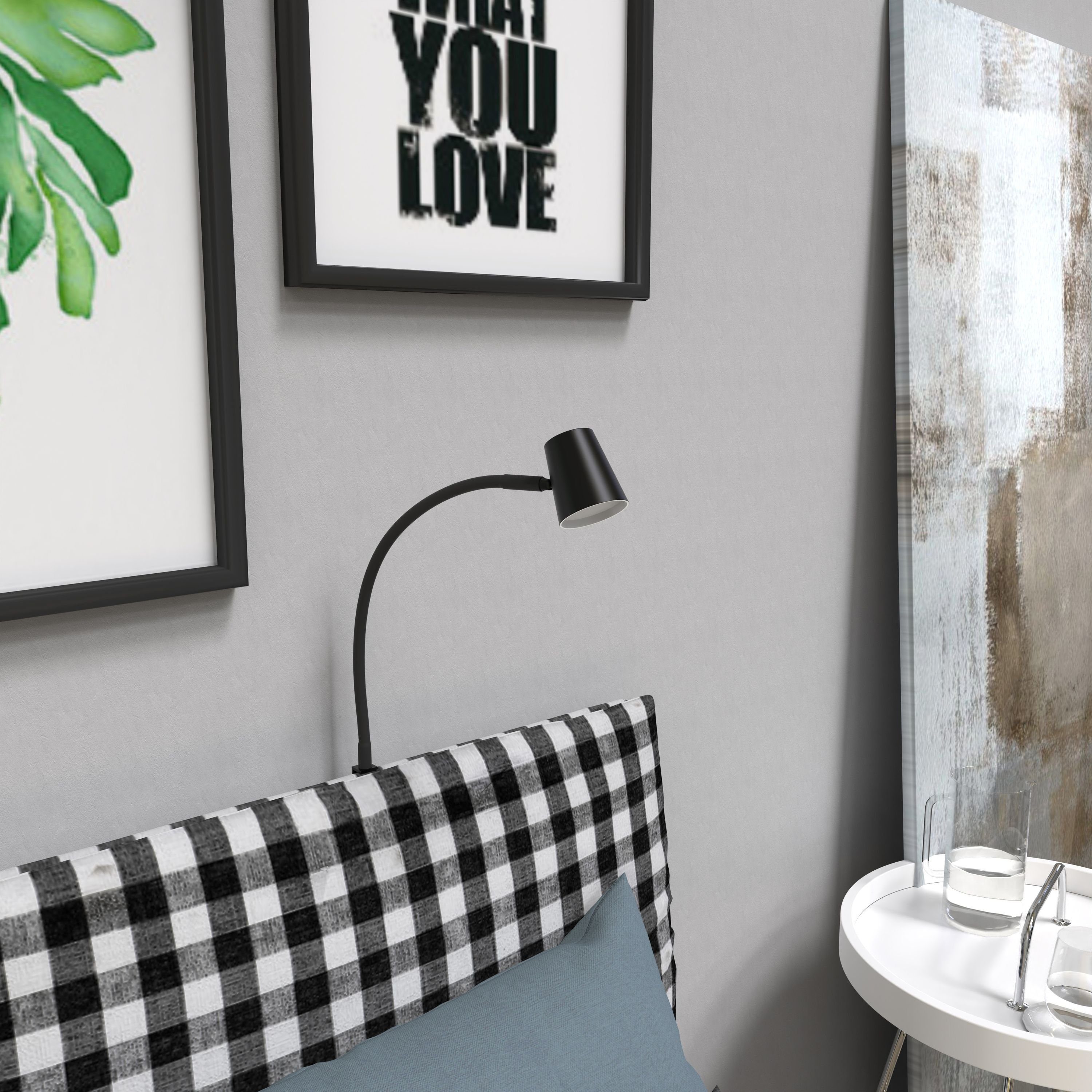 kalb Bettleuchte LED Leseleuchte schwarz, flexibler Leuchten-Hals, 1er ...