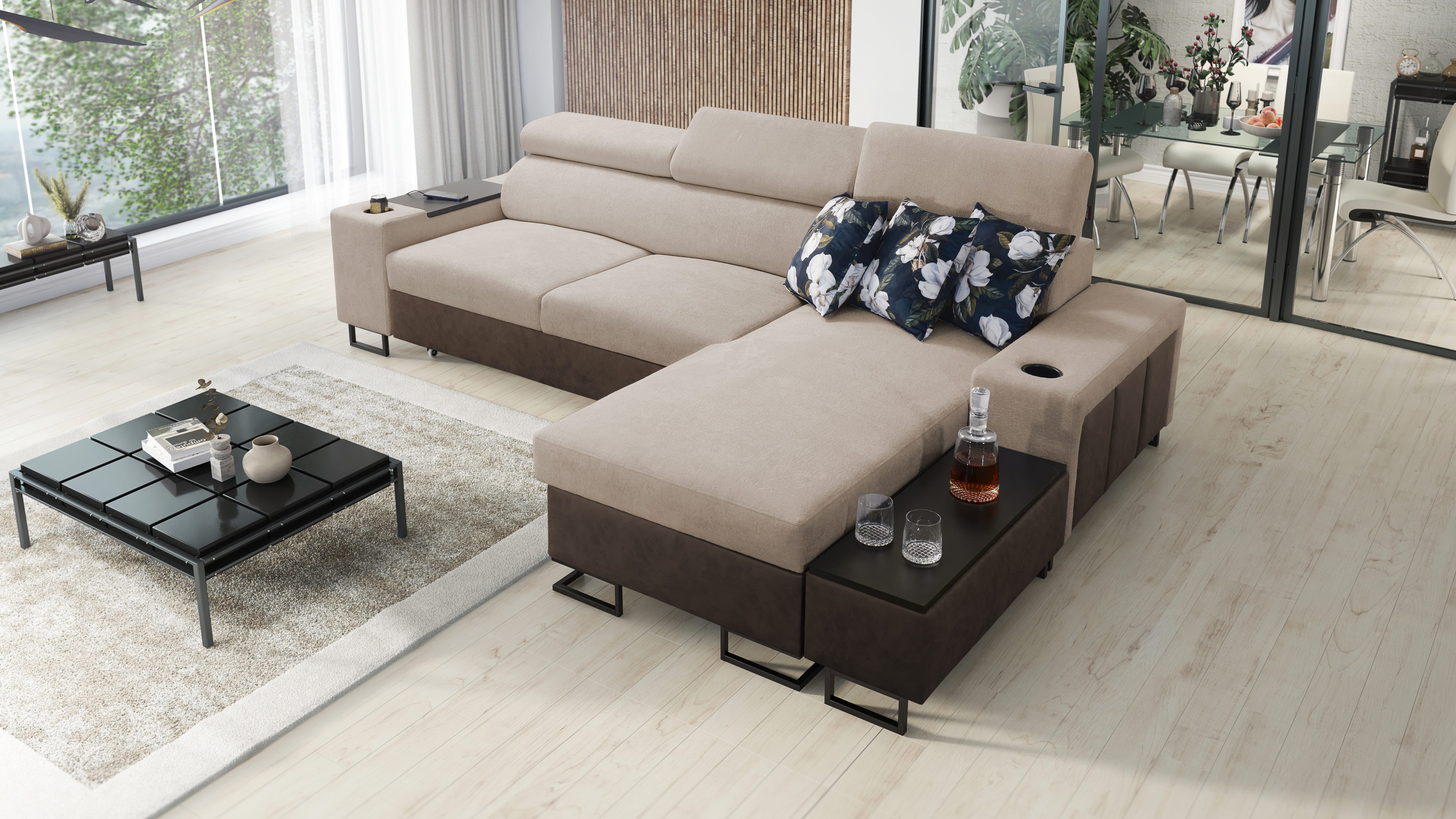 Kaiser Möbel Ottomane Luxuriösesmodernes Ecksofa Melody I Maxi Mit Usb