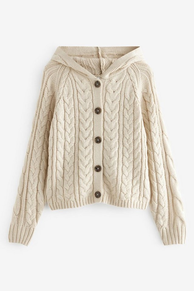 Next Kapuzenstrickjacke Durchgeknöpfte Kapuzenjacke Mit Zopfmuster 1 Tlg