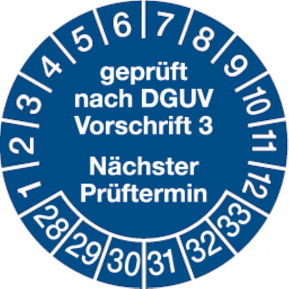 Dreifke Hinweisschild Dreifke® Prüfplakette DGUV Vorschrift 3 nächste Prüfung ab 2028, - 30