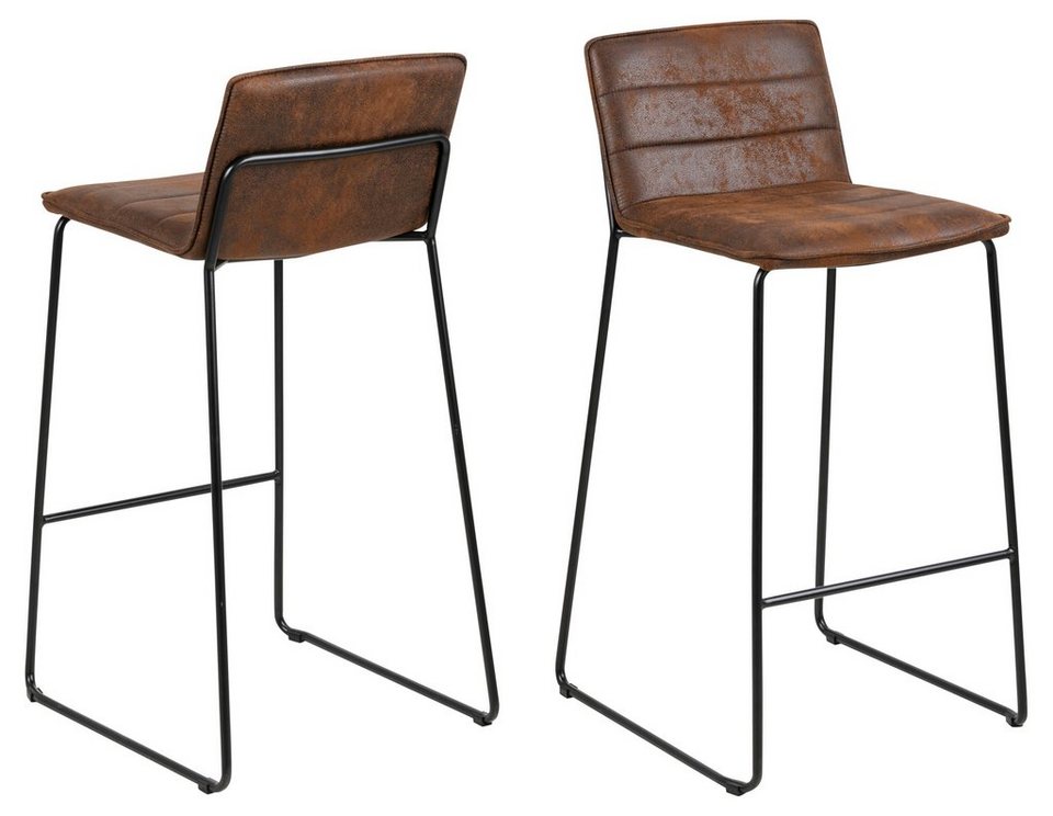 Ebuy24 Barhocker 2er Set Kibu Barhocker Braun Metall Schwarz
