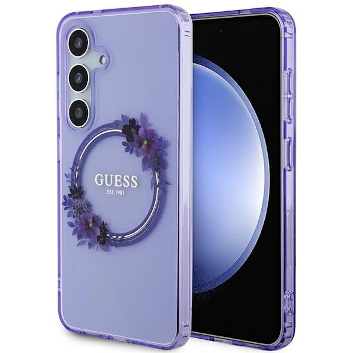 Guess Smartphone Hülle Guess Samsung Galaxy S24 Iml Flowers Wreath Magsafe