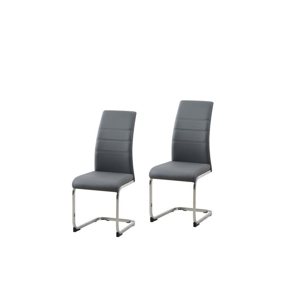 Hti Line Esszimmerstuhl Schwingstuhl 2er Set Pu Grau Sallyc Set 2 St