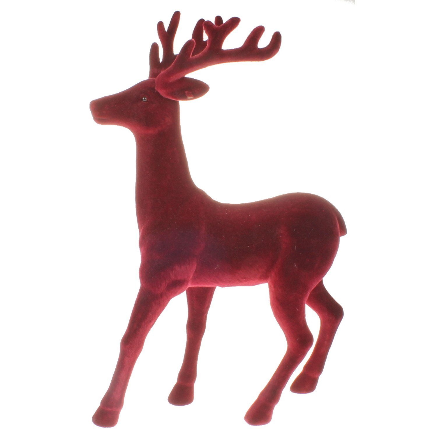 Macosa Home Weihnachtsfigur XXL Deko Hirsch stehend Rot Samt Weihnachtsdeko Dekofigur, Deko ...