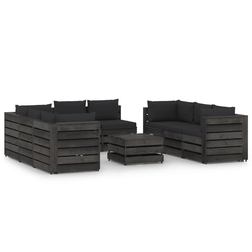 Vidaxl Gartenlounge Set 9 Tlg Garten Lounge Set Mit Kissen Grau