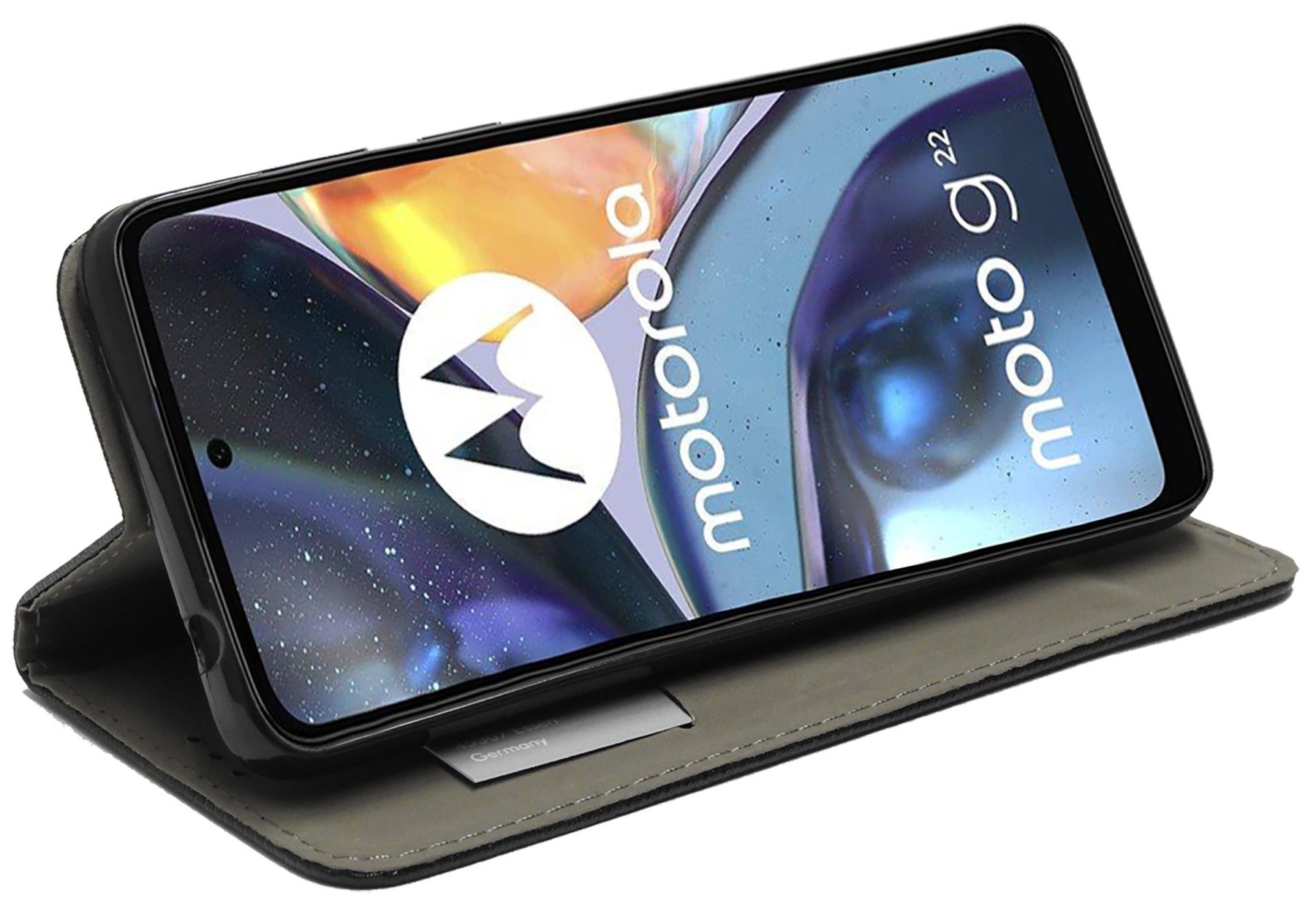 Cofi1453 Handyhülle Buch Tasche Für Motorola Moto G22 4g Schwarz 65