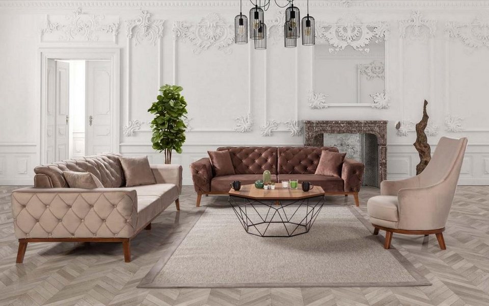 Jvmoebel Sofa Sofagarnitur Sofa 331 Sitz Wohnzimmer Braun Sessel
