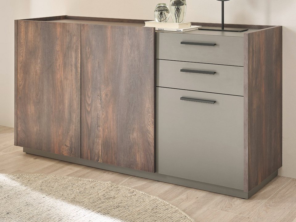 Furndesign Sideboard Piano Kommode In Thermo Eiche Mit Grau 152 X 80