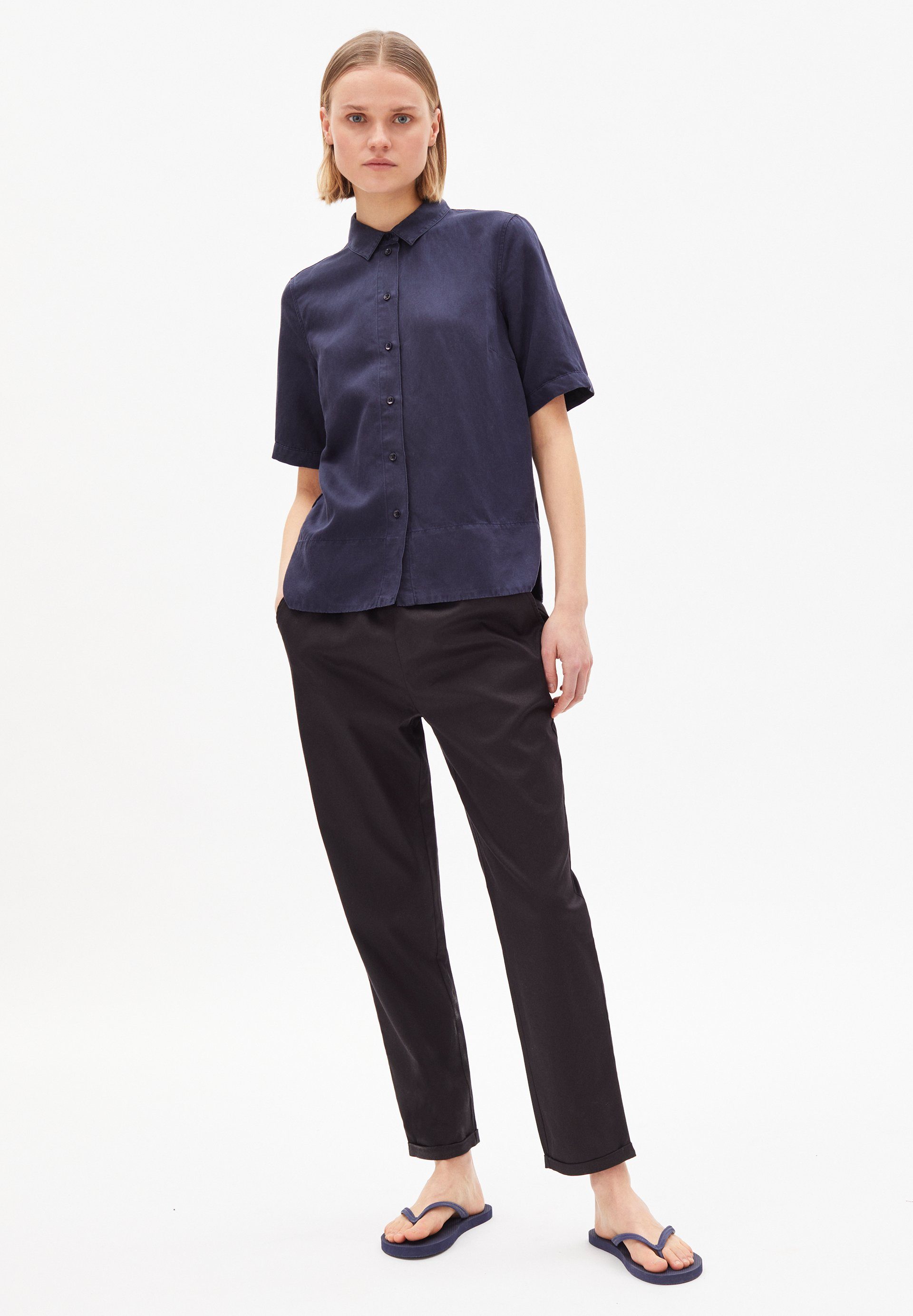 Armedangels Hemdbluse Aagat Damen Bluse Aus Tencel™ Lyocell Leinen Mix