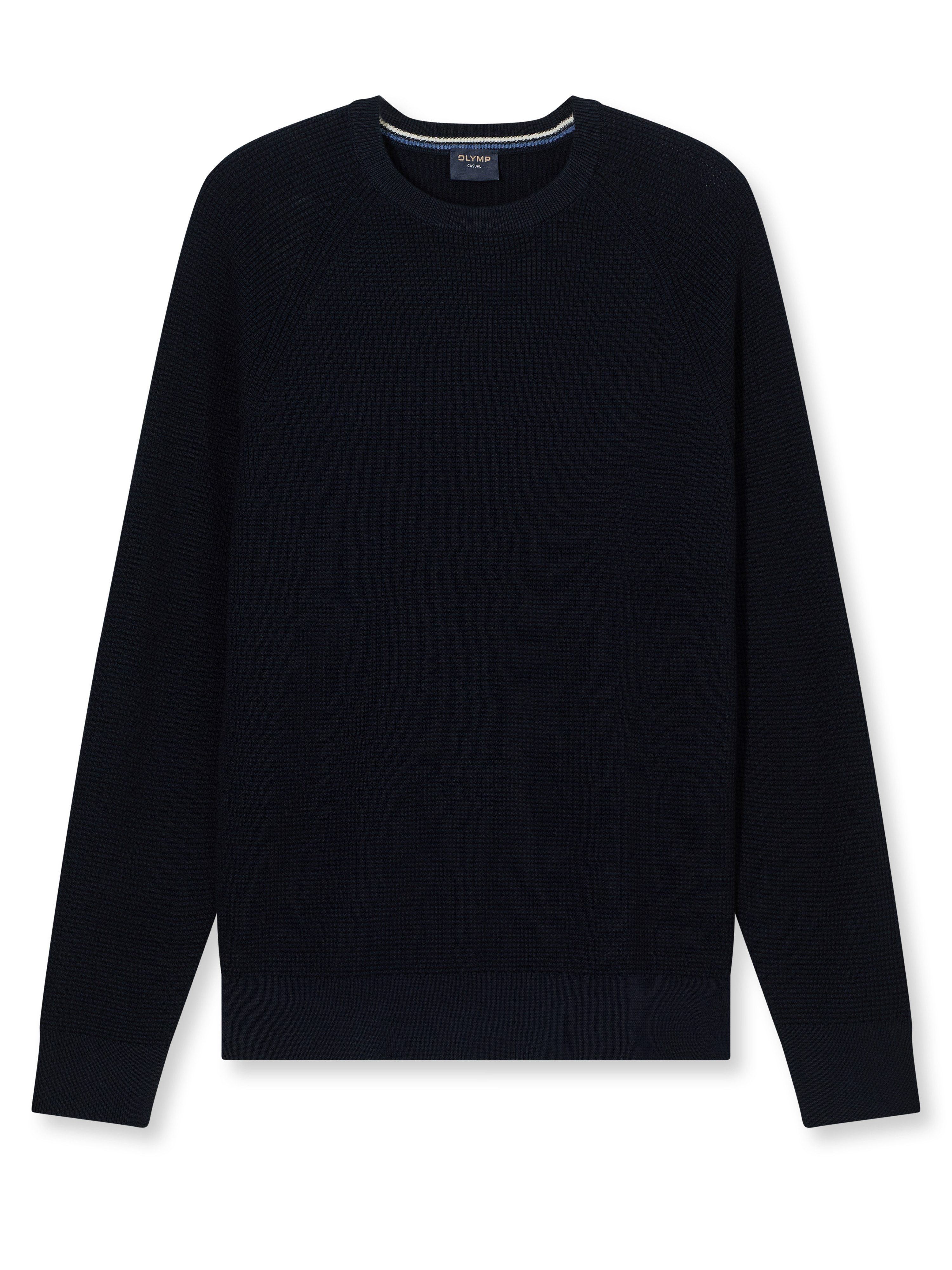 OLYMP Rundhalspullover Waffle Structure Rundhals, casual, unifarben ...