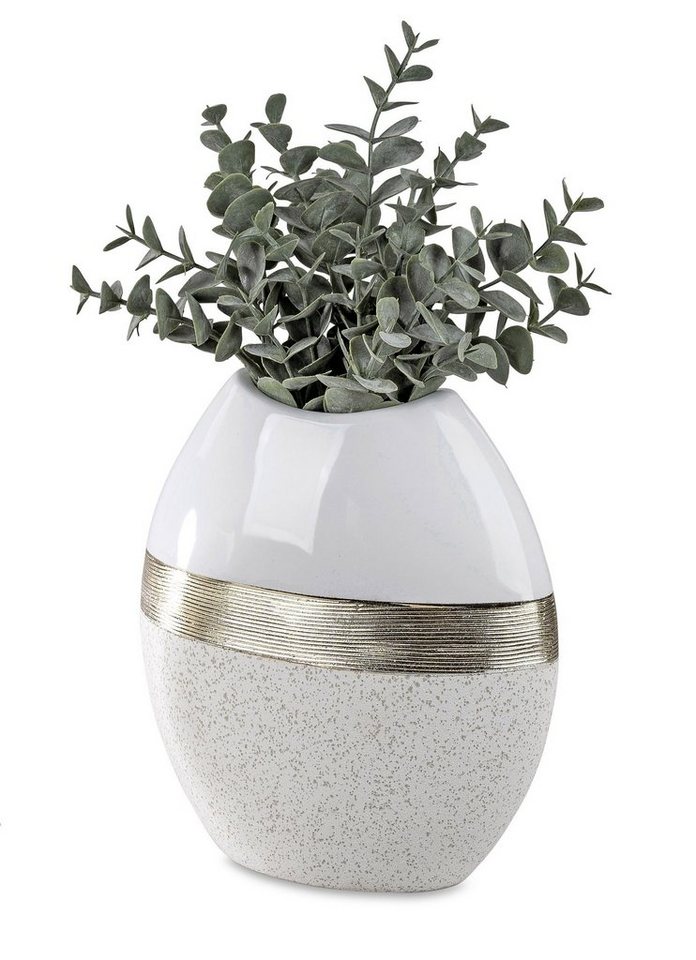 Small Preis Dekovase Formano Vase Tischvase Weiß Cremeweiß Mit Goldband