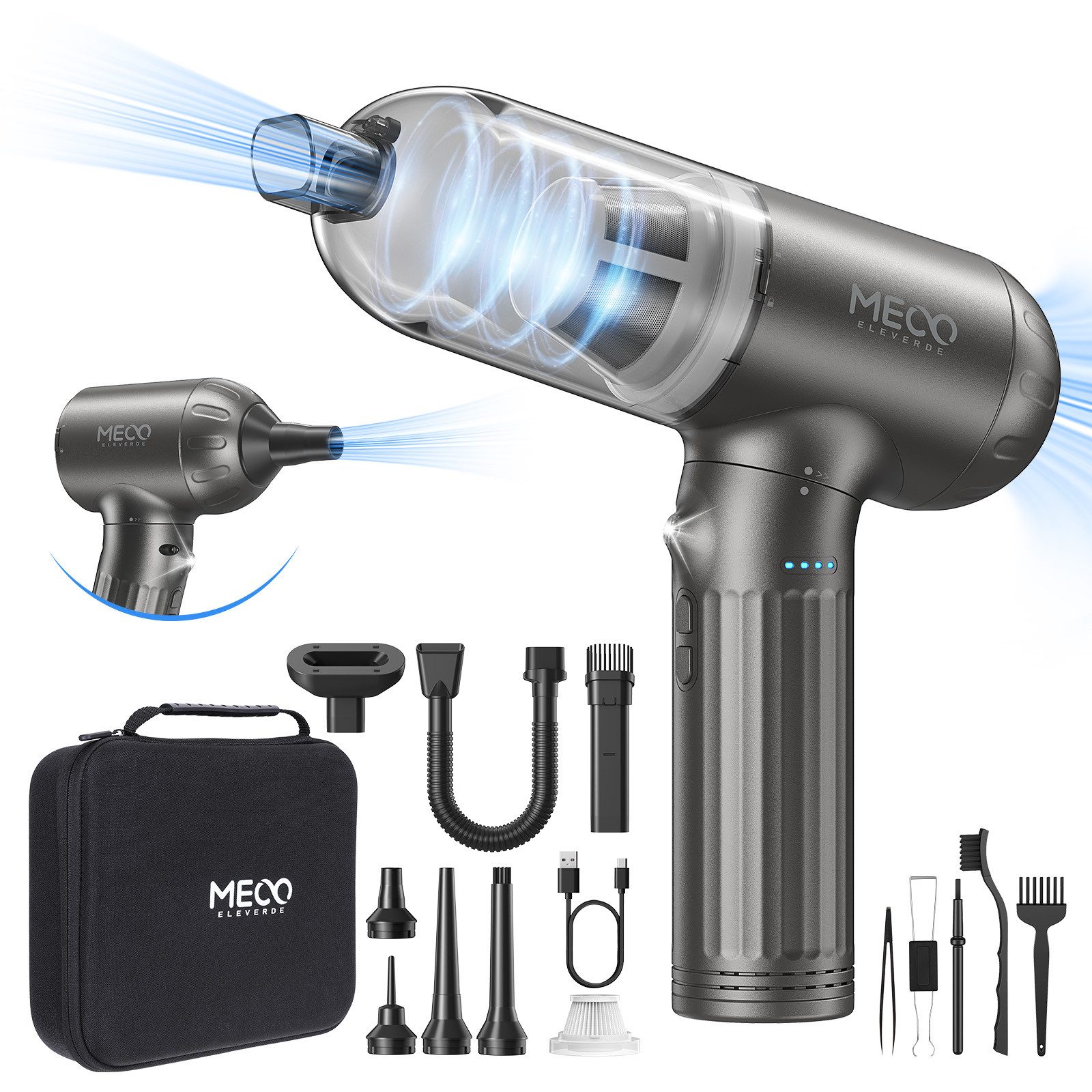 MECO Handstaubsauger 4-in-1 Kabellos Handstaubsauger, 120,00 W, 18Kpa HEPA Autostaubsauger ...