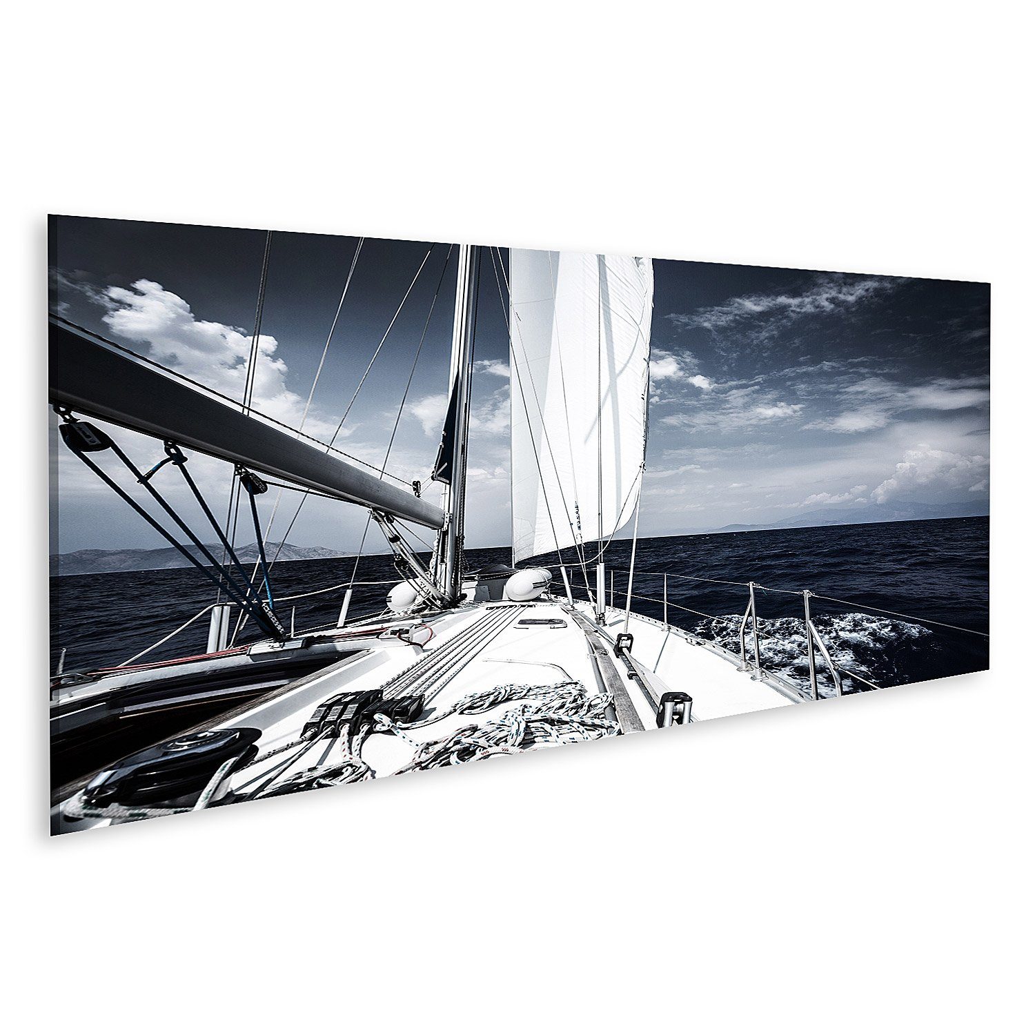 islandburner Leinwandbild Bild auf Leinwand Luxus Segelboot im Meer am Abend Extreme Wassersport