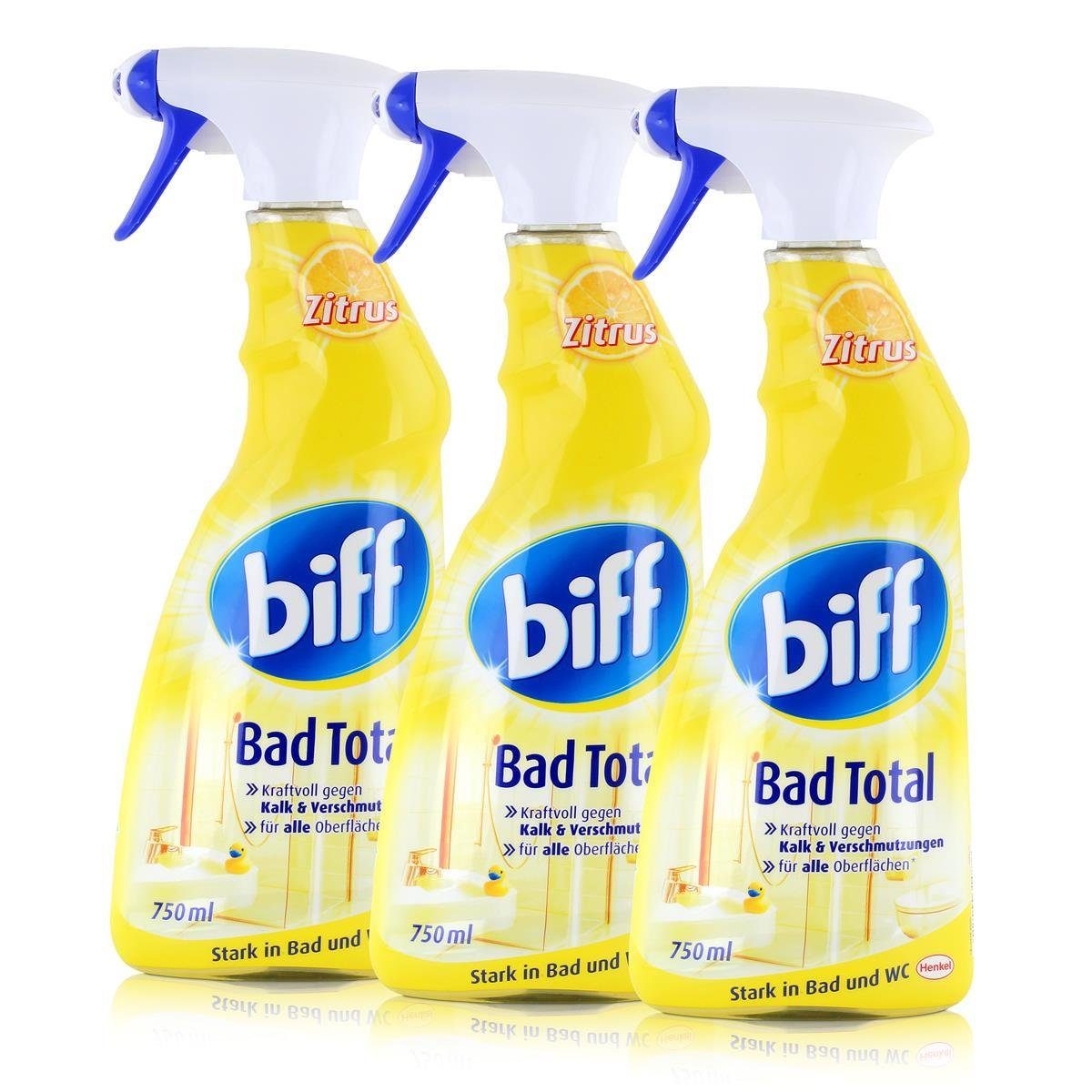 biff Biff Bad Total Zitrus 750ml - Kraftvoll gegen Kalk (3er Pack) Badreiniger