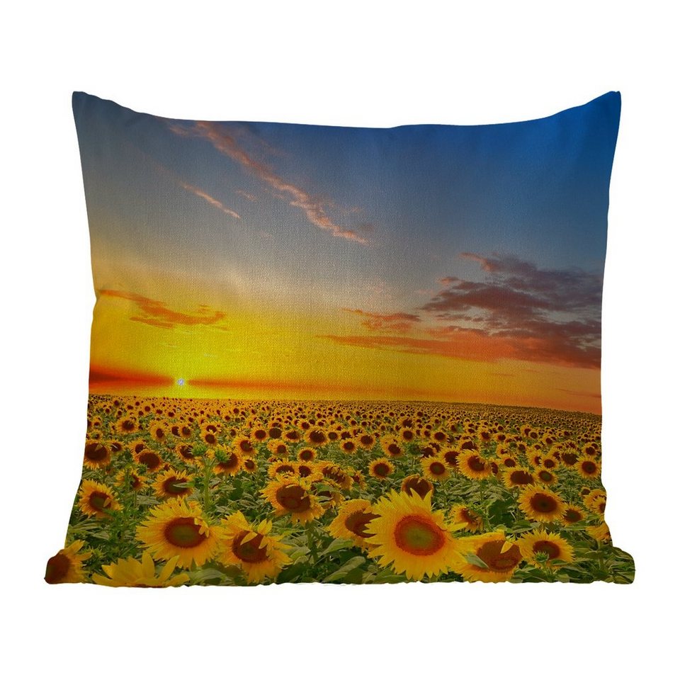 Muchowow Dekokissen Blumen Sonnenblume Sonnenuntergang Nacht