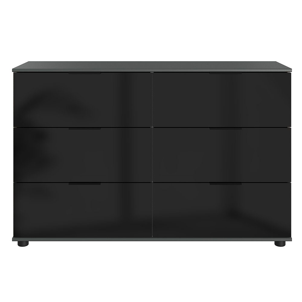 Lomadox Kommode Brixen 43 Mit Glasfront In Schwarz Mit Graphit Bht