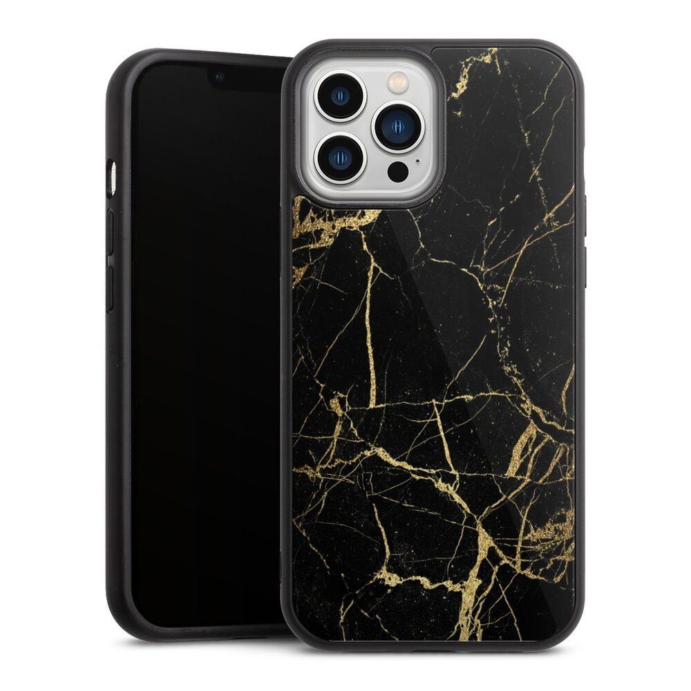 Deindesign Handyhülle Marmor Schwarz Muster Blackgoldmarble Look Apple