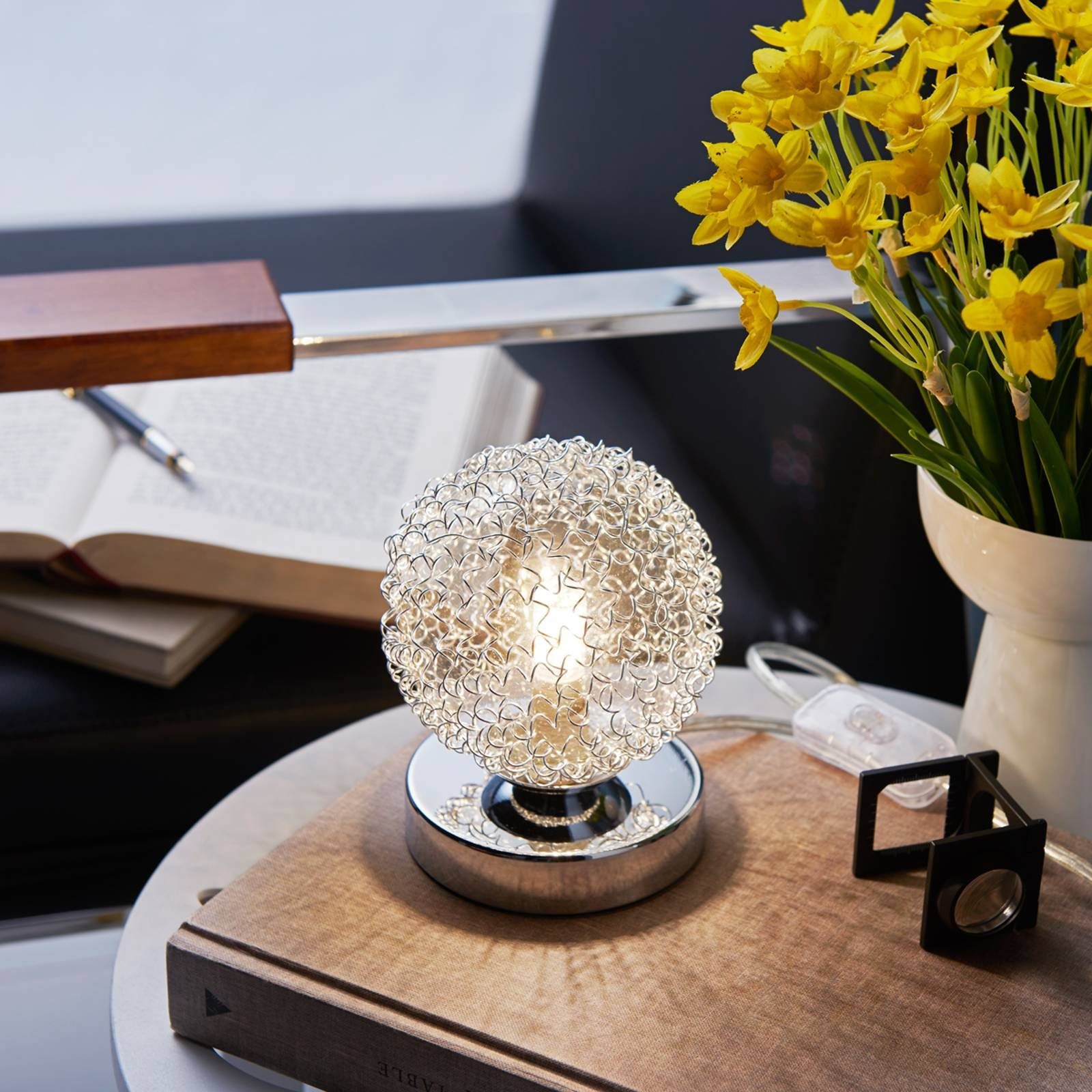 Lindby Tischleuchte Ticino Led Lampen Warmweiß Modern Metall Glas