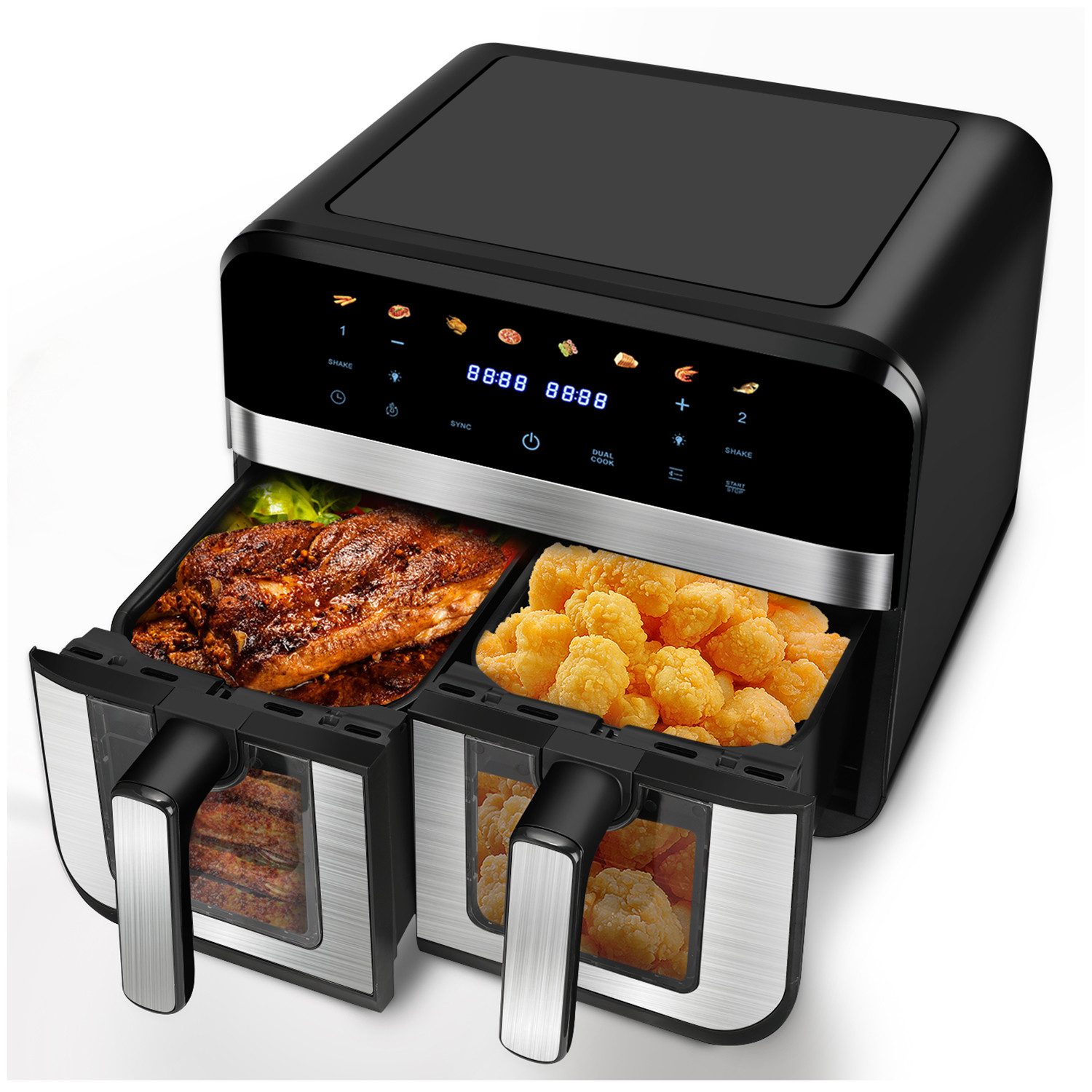 oyajia Heißluftfritteuse 9L Heißluftfritteuse RA930DSV XXL, 2 separat ...