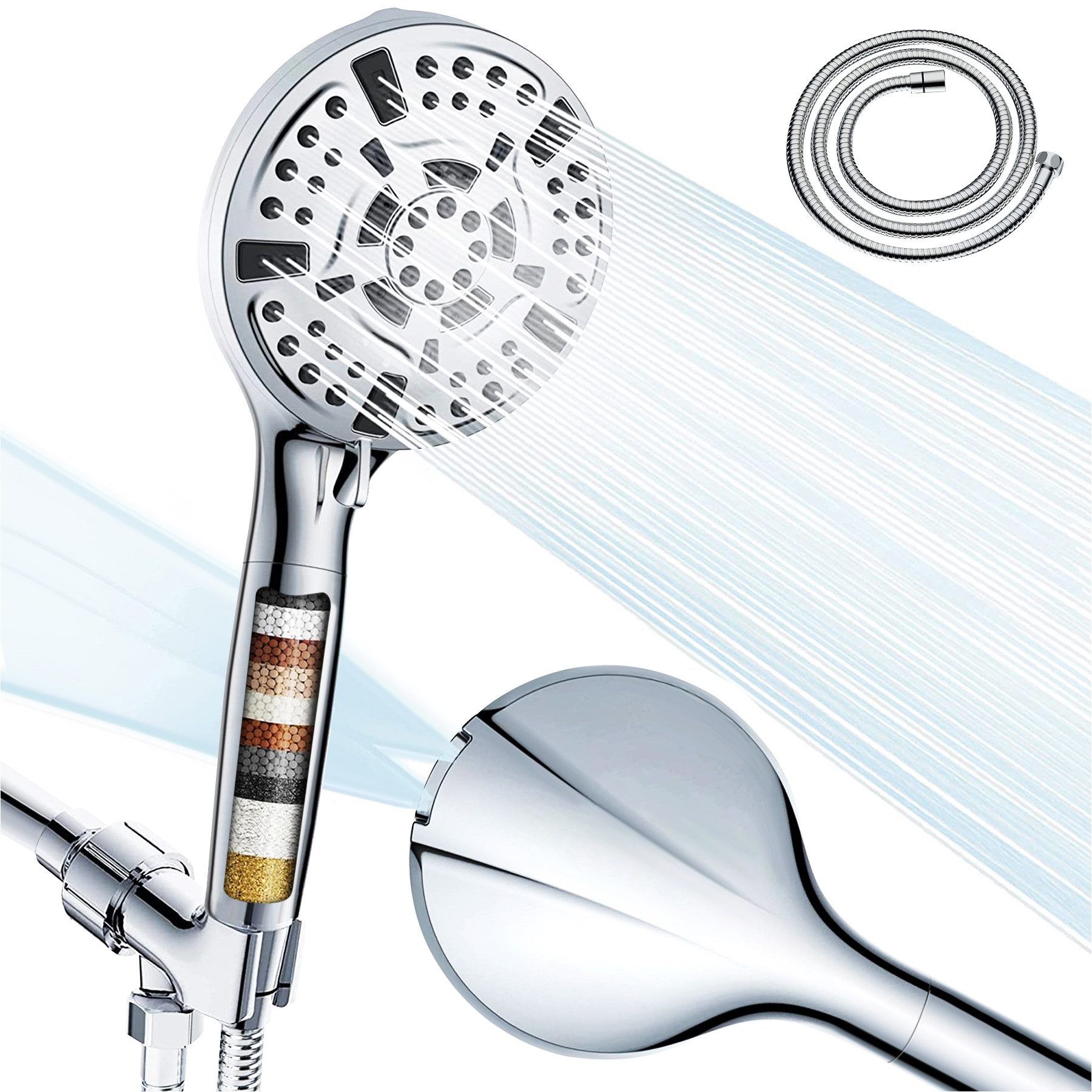 Mutig Duschbrause Duschkopf mit Filter,Hochdruck Handbrause mit 1.5M Schlauch,Brausekopf ...