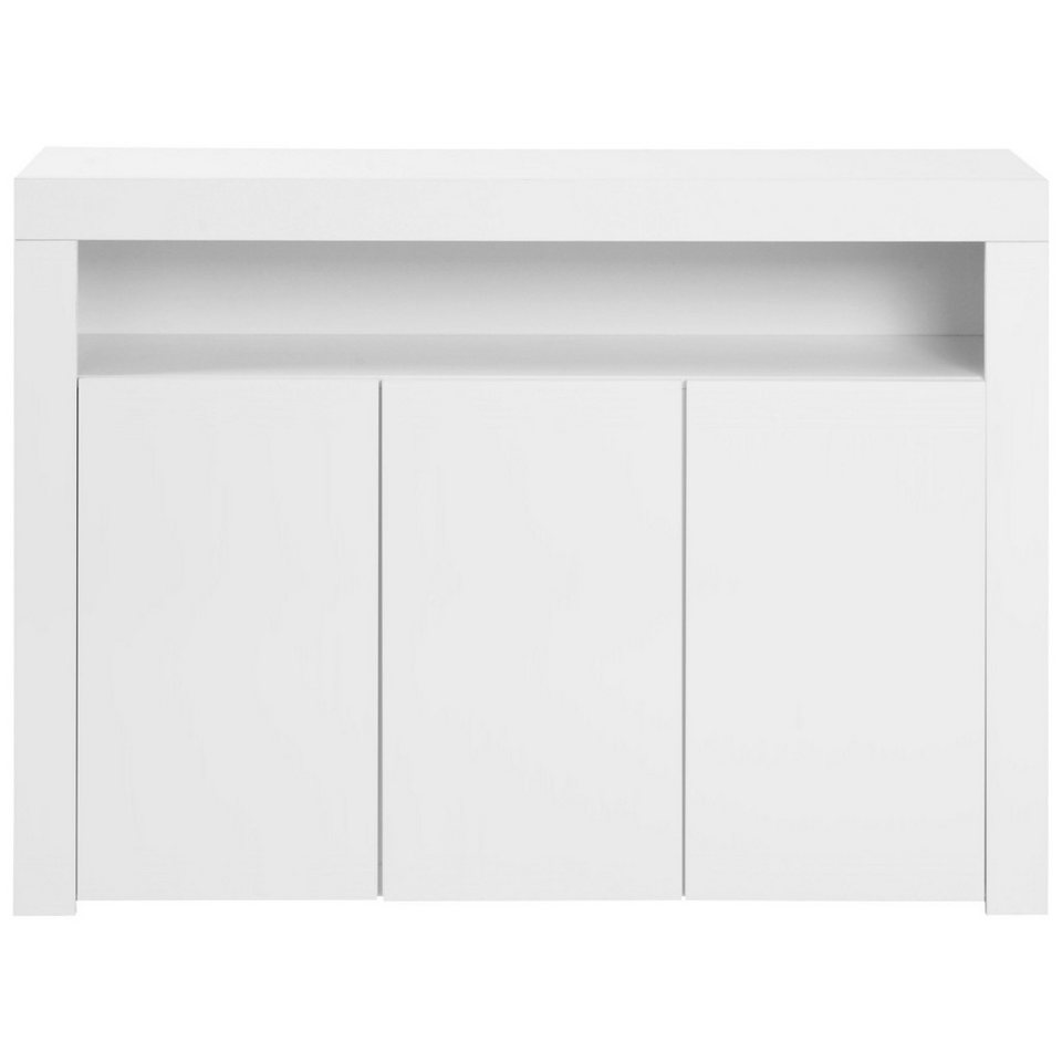 Gotagee Sideboard Hochglänzende Weiß Anrichte Vitrine Led