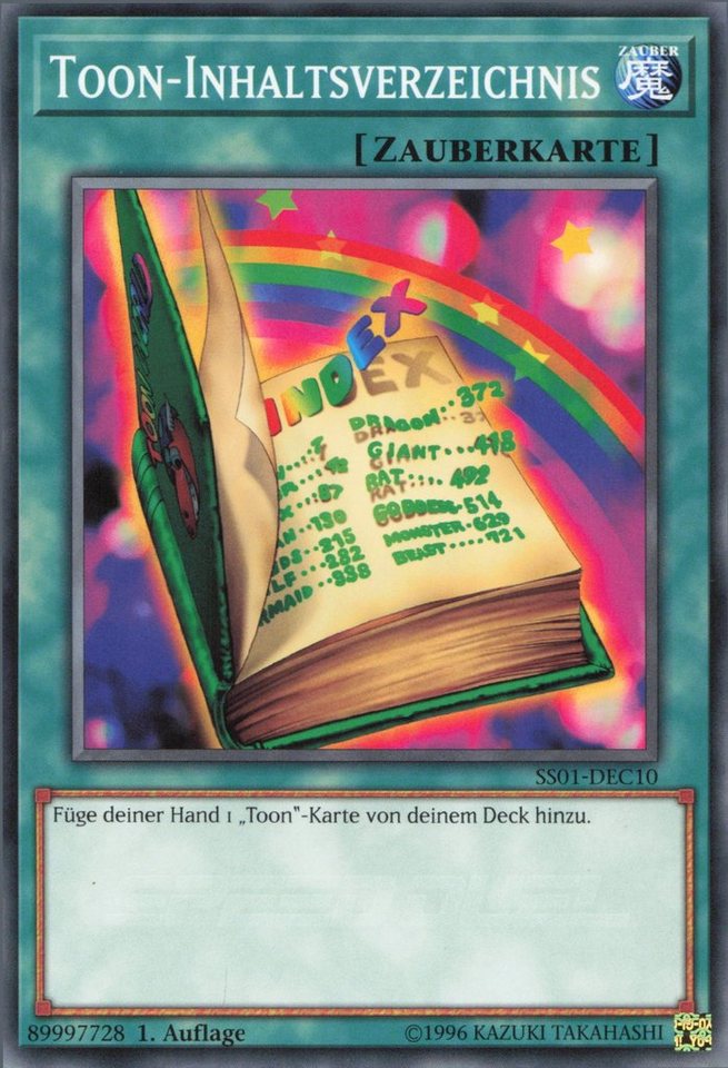Recollectibles Sammelkarte Yugioh Karte Toon Inhaltsverzeichnis Deutsch