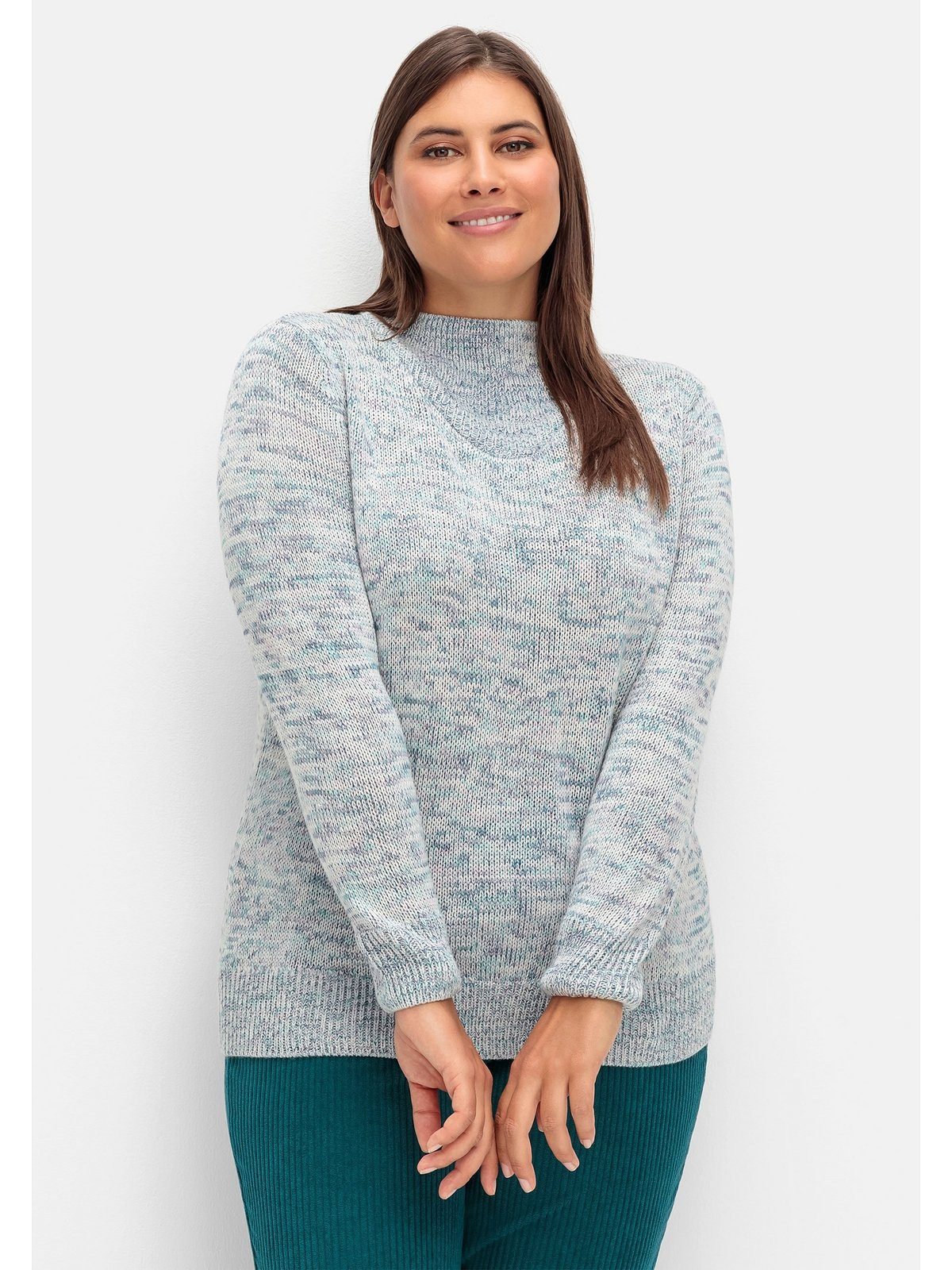 Sheego Strickpullover Große Größen Mit V Einsatz