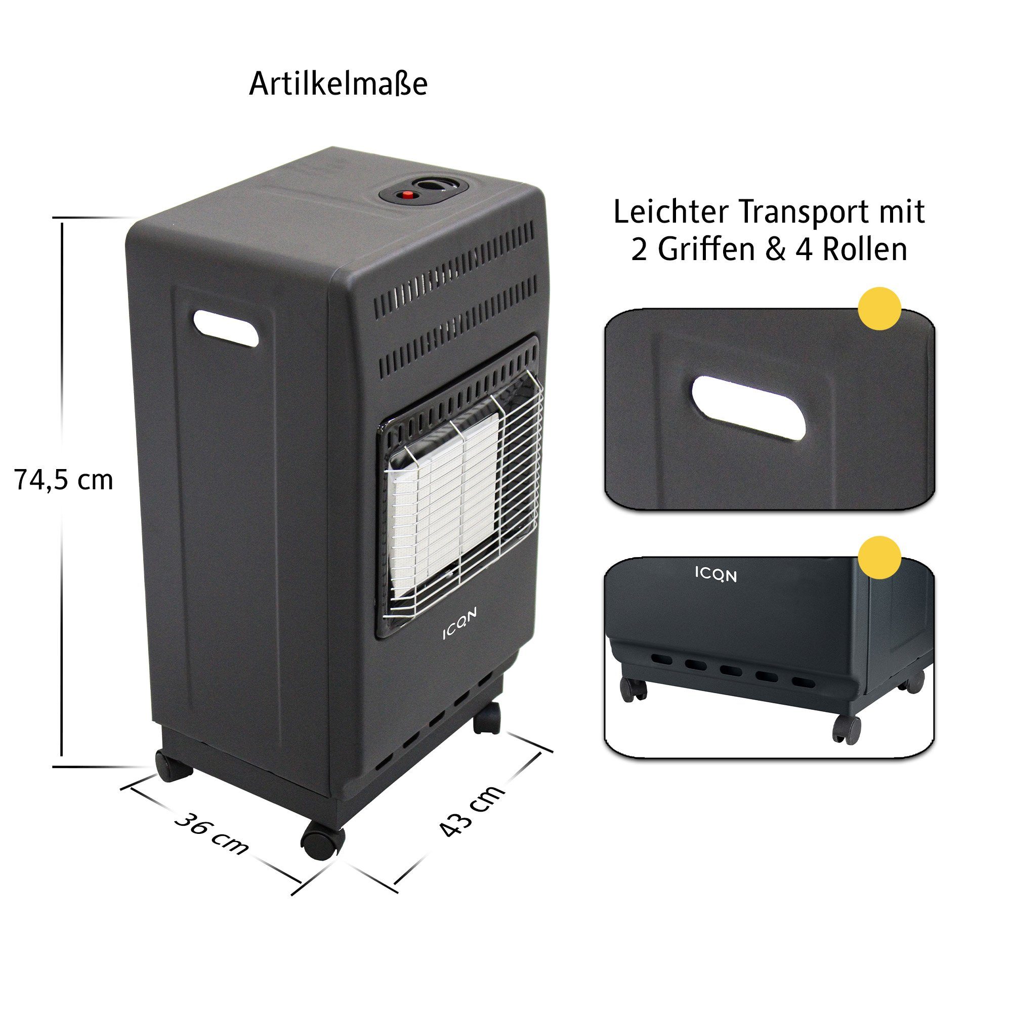 ICQN Heizlüfter Gasheizofen mit Druckregler & Schlauch, 4200 W ...