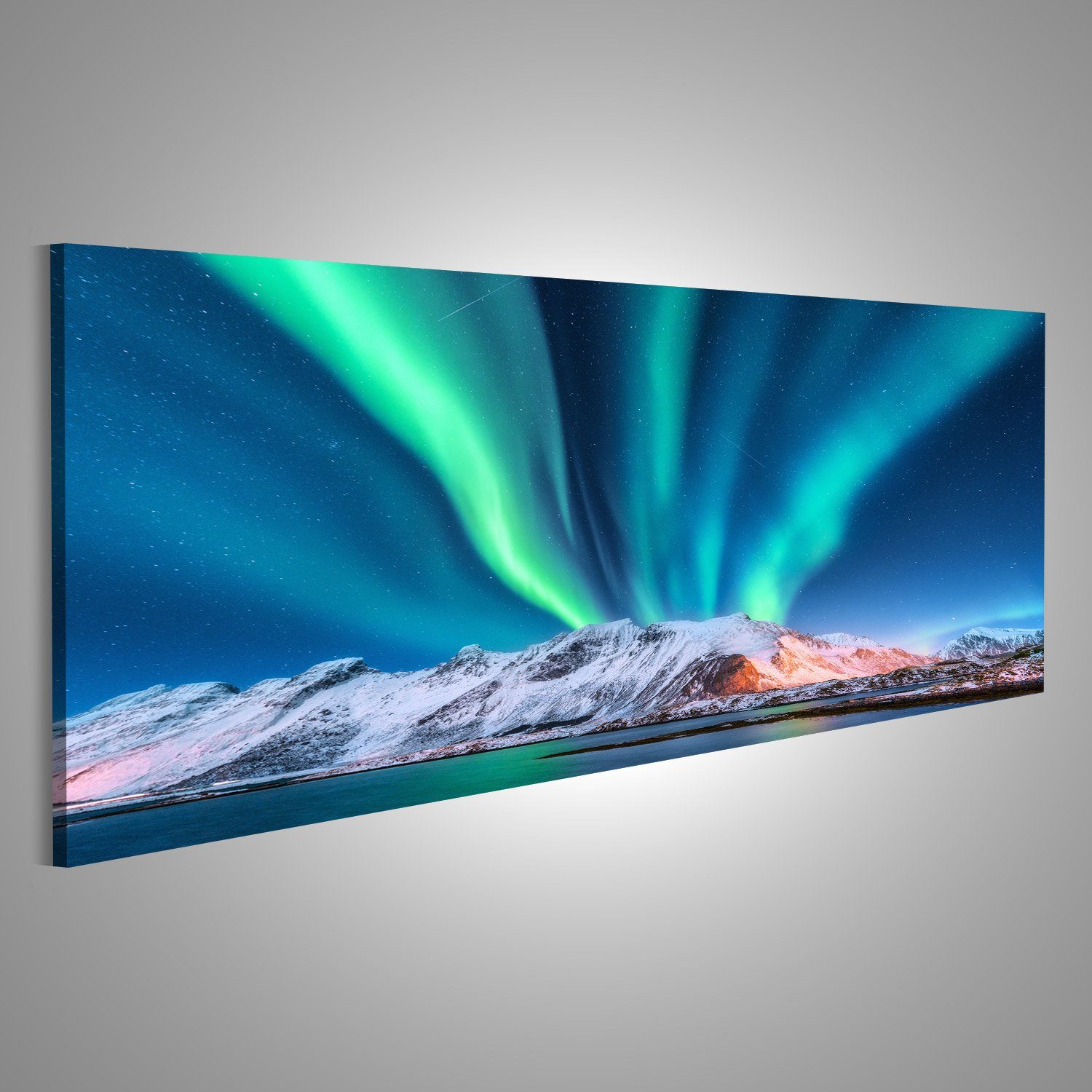 islandburner Leinwandbild Bild auf Leinwand Nordlicht Lofoten Norwegen Aurora Grüne Nordlichter