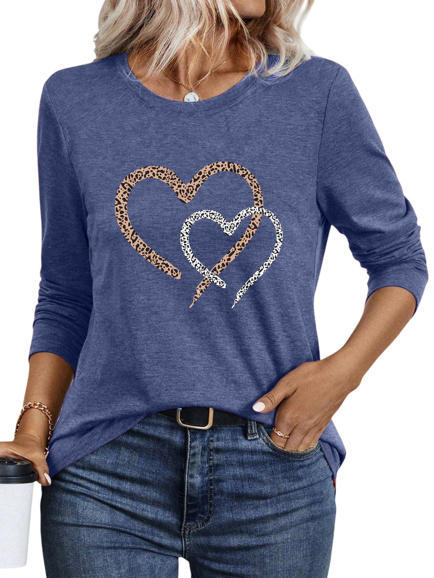 PYLIKE Langarmshirt Shirts Damen Casual animal Print Ausgefallene ...