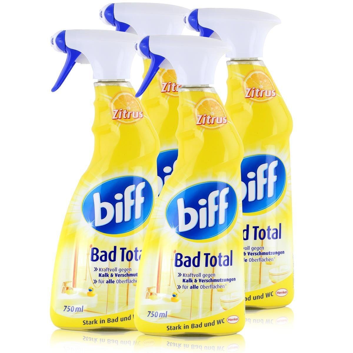 biff Biff Bad Total Zitrus 750ml - Kraftvoll gegen Kalk (4er Pack) Badreiniger