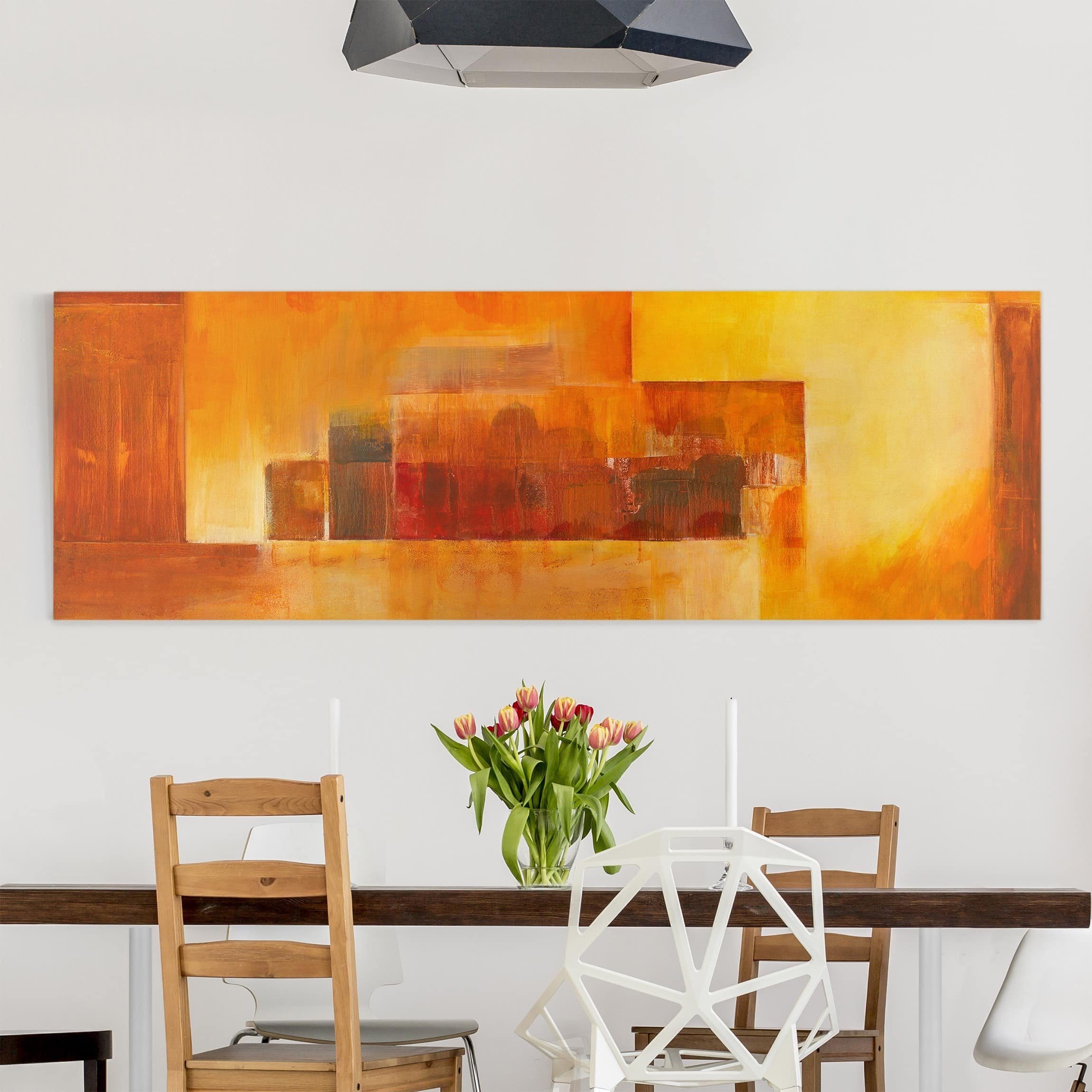 Bilderdepot24 Leinwandbild Kunstdruck Abstrakt Modern Indisch Orange
