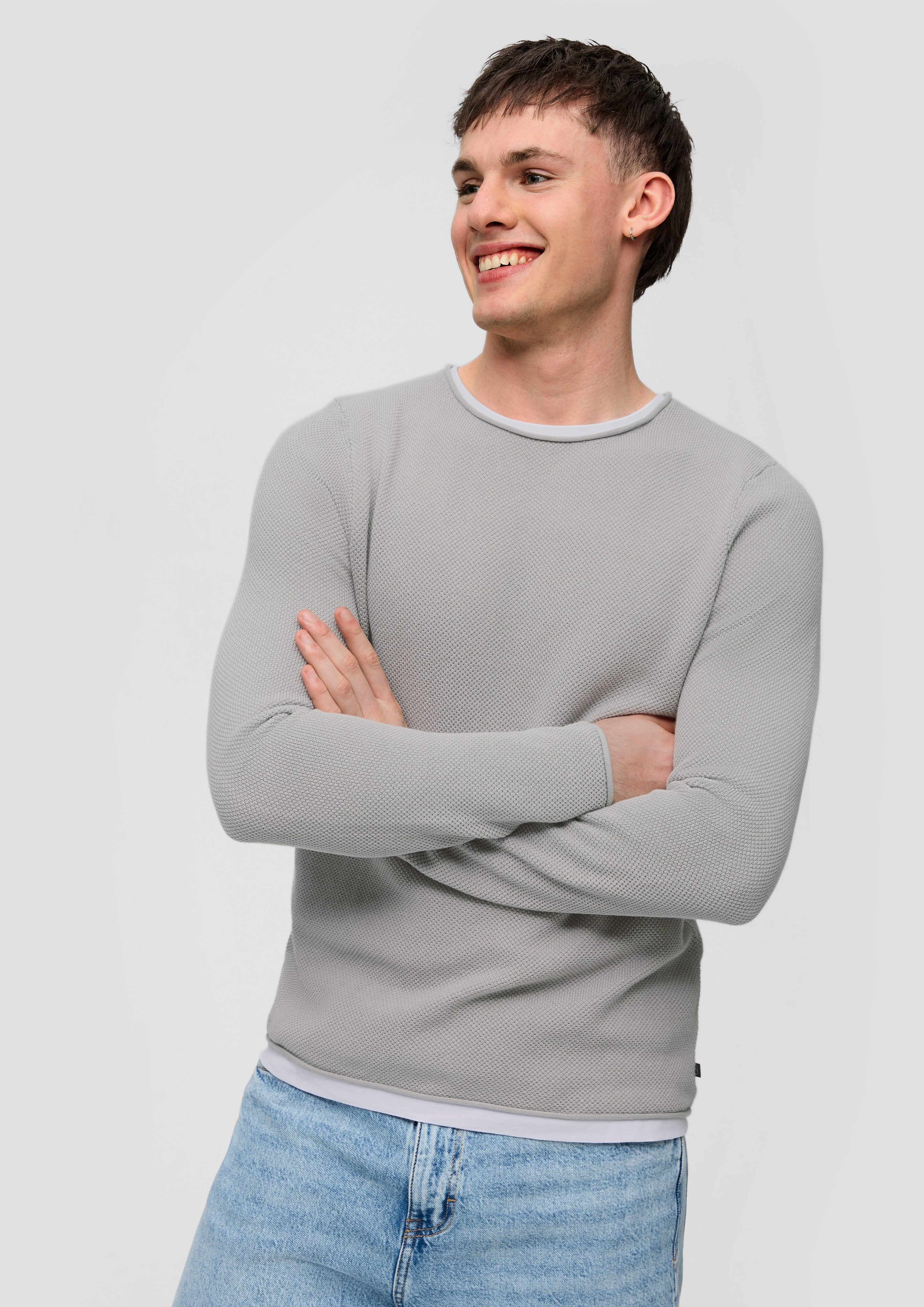 QS Strickpullover Strickpullover in Layering-Optik Layering, fein, hat ...