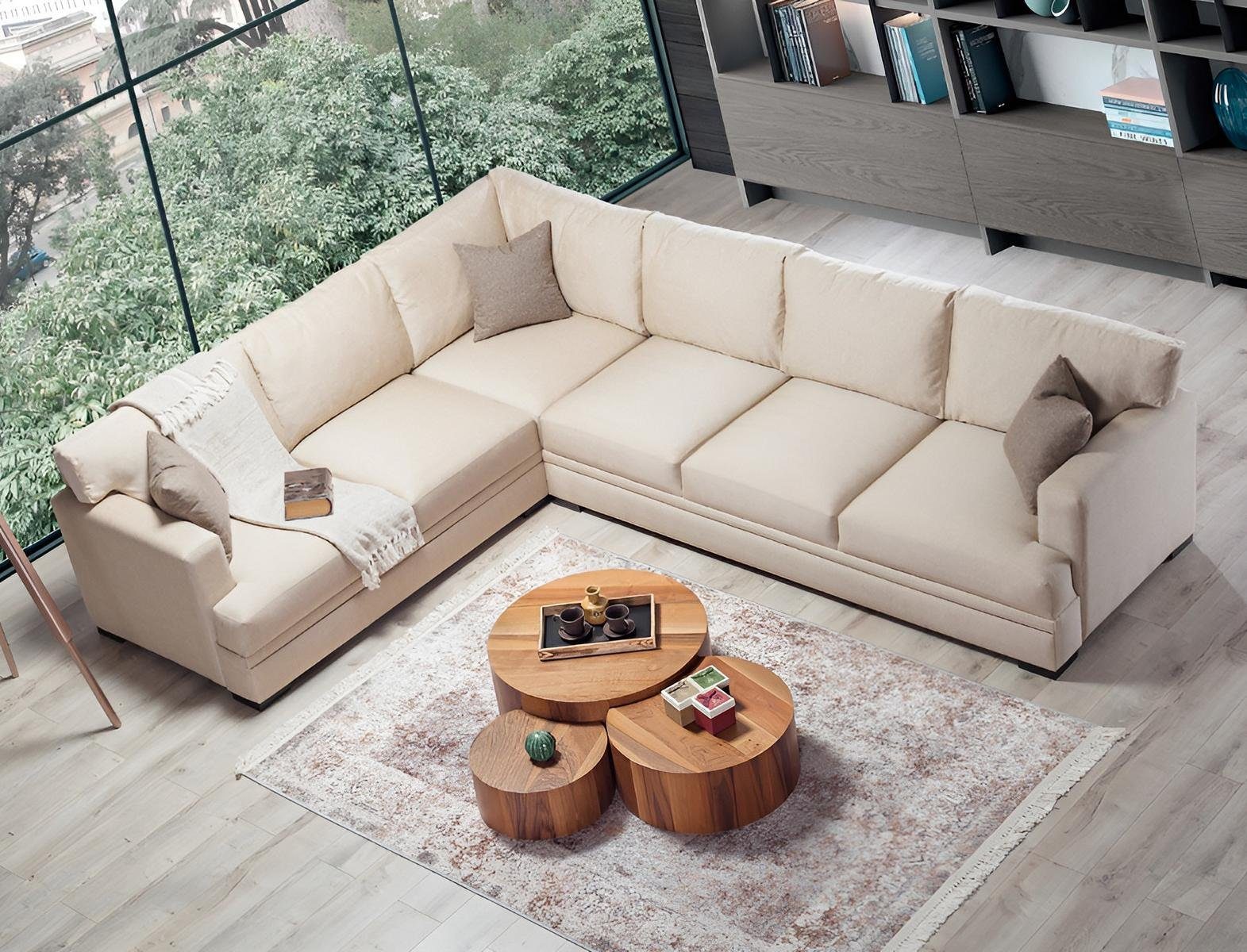 JVmoebel Ecksofa Beige Ecksofa Wohnzimmer Design Mobel Luxus Sofa L Form 1 Teile Made in Europa Eckcouch
