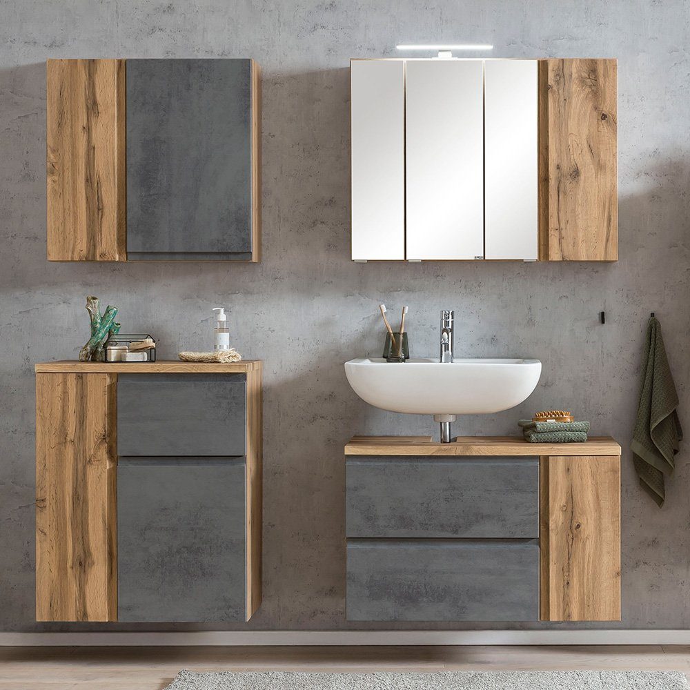 Lomadox Badmöbel Set Vasto 03 Concrete Spar Set 4 St 4 Tlg Set