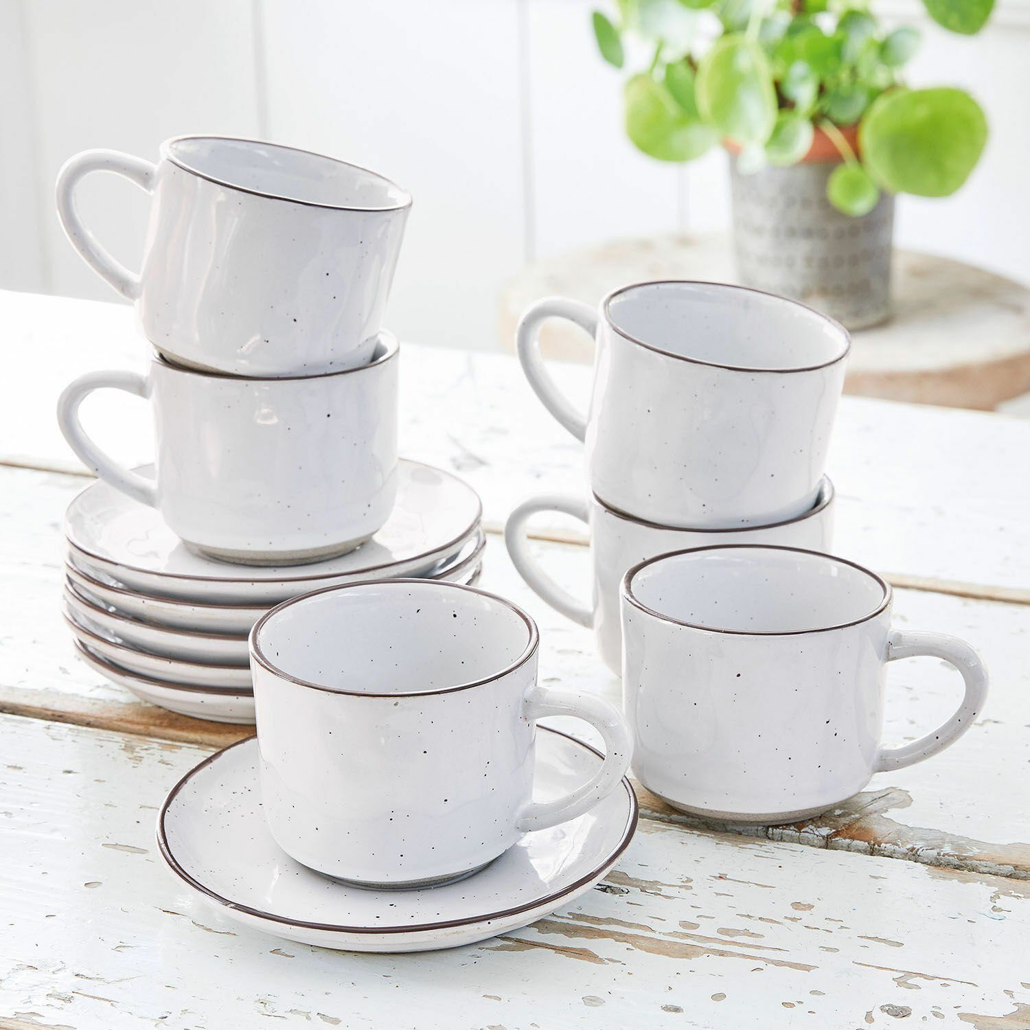 Mirabeau Geschirr Set Espressotasse Mit Untertasse 6er Set Biarré Weiß