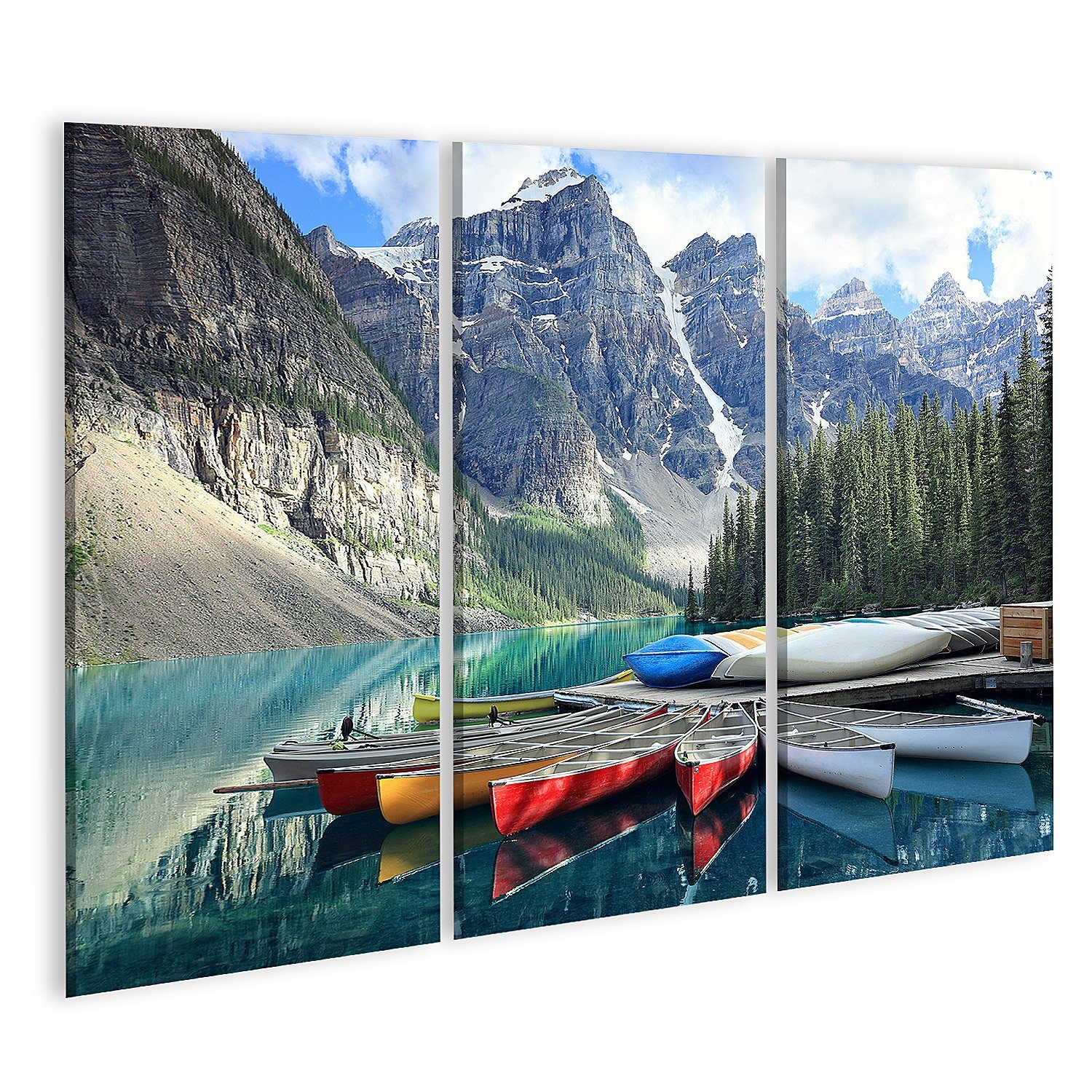 islandburner Leinwandbild Bild auf Leinwand Moräne See Rocky Mountains Alberta Kanada Banff ...