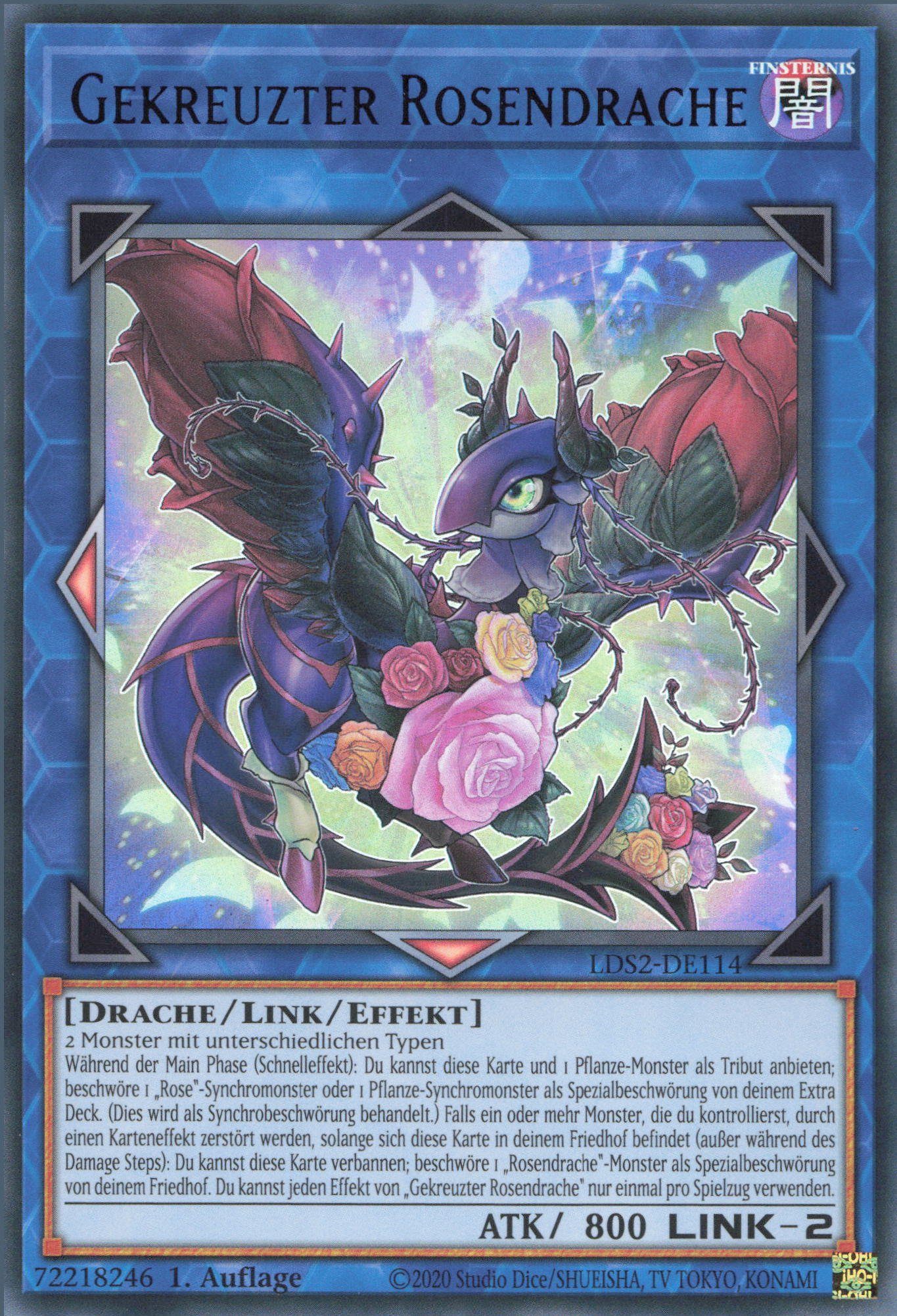 Recollectibles Sammelkarte Yugioh Karte Gekreuzter Rosendrache V2