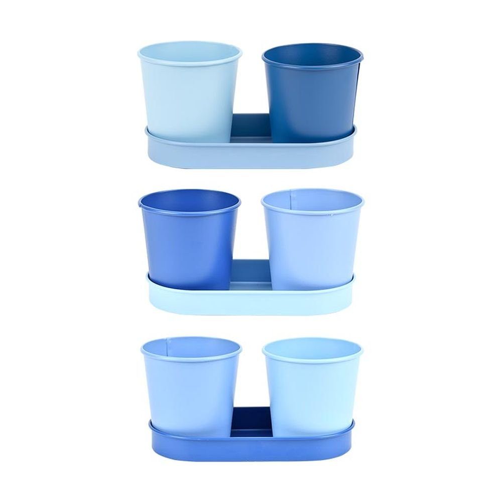 Rivanto Blumentopf Blautöne Set 2 St Set Auf Tray Farbig Sortiert